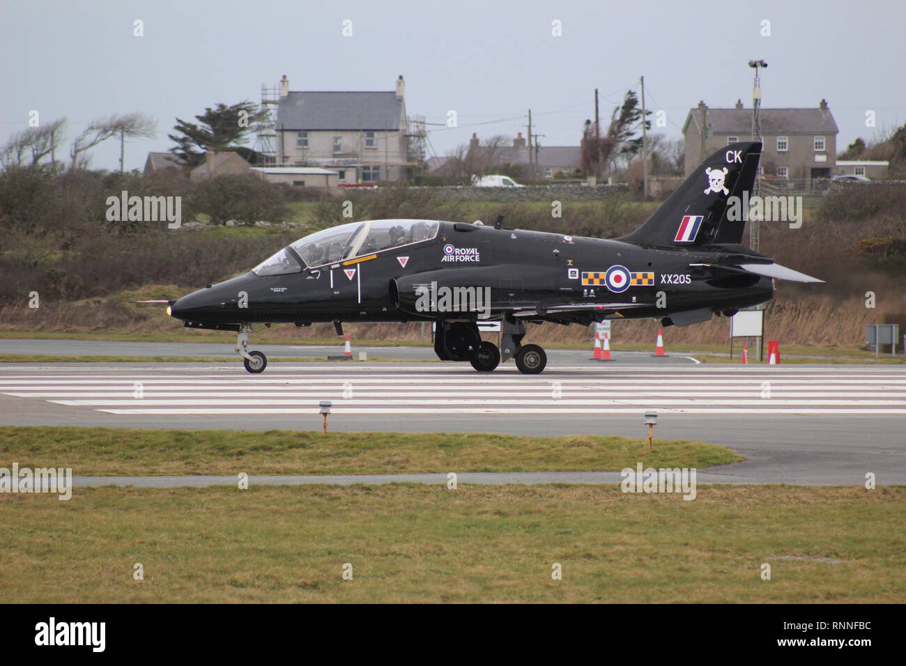 BAE Hawk T2trainer jet at RAF Valley, Anglesey, Wales Stock Photo - Alamy