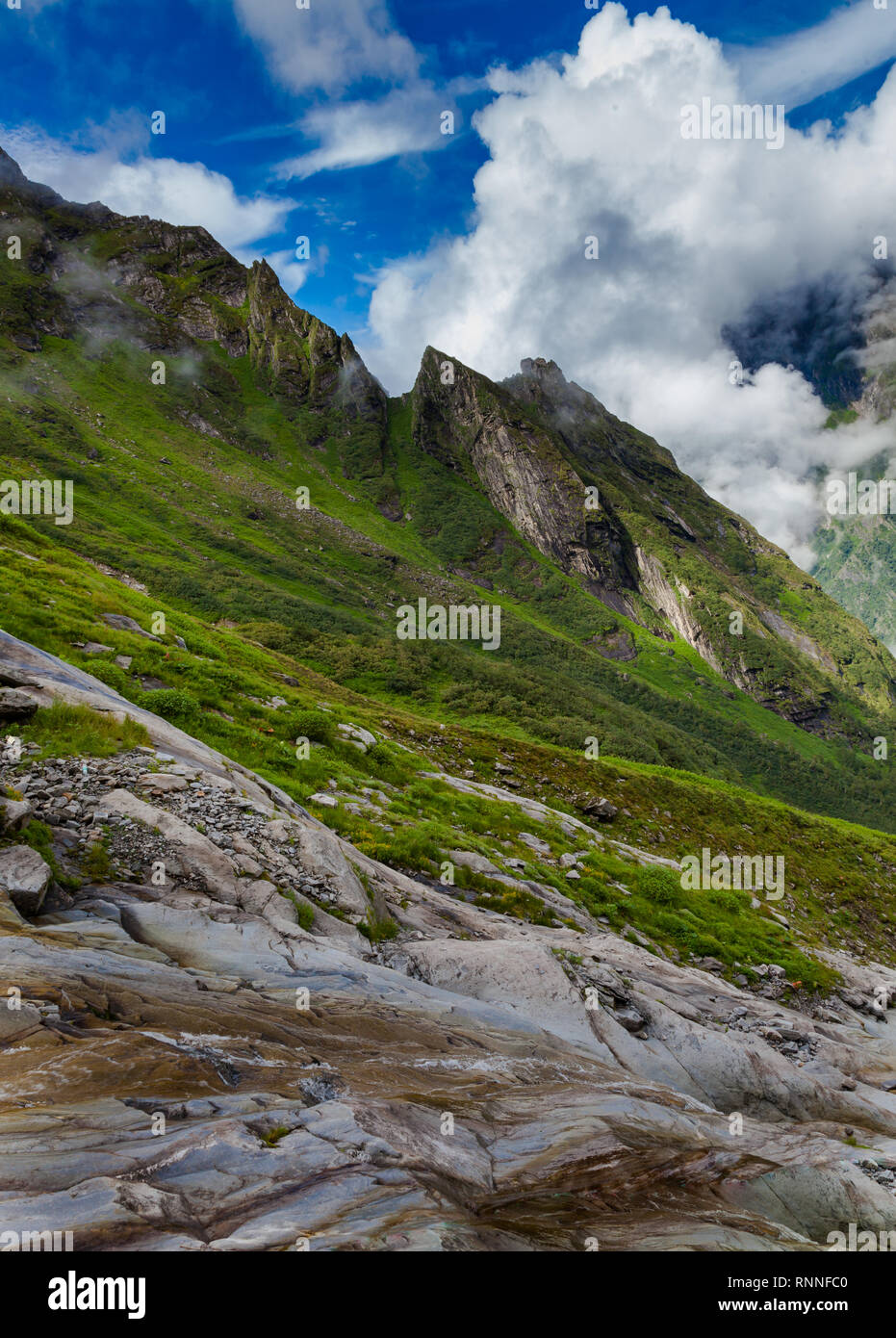 A landscape of Great Himalaya, This place shot was taken from the trek ...