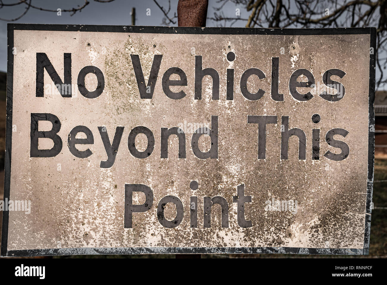 No Vehicles Beyond this point sign Stock Photo - Alamy