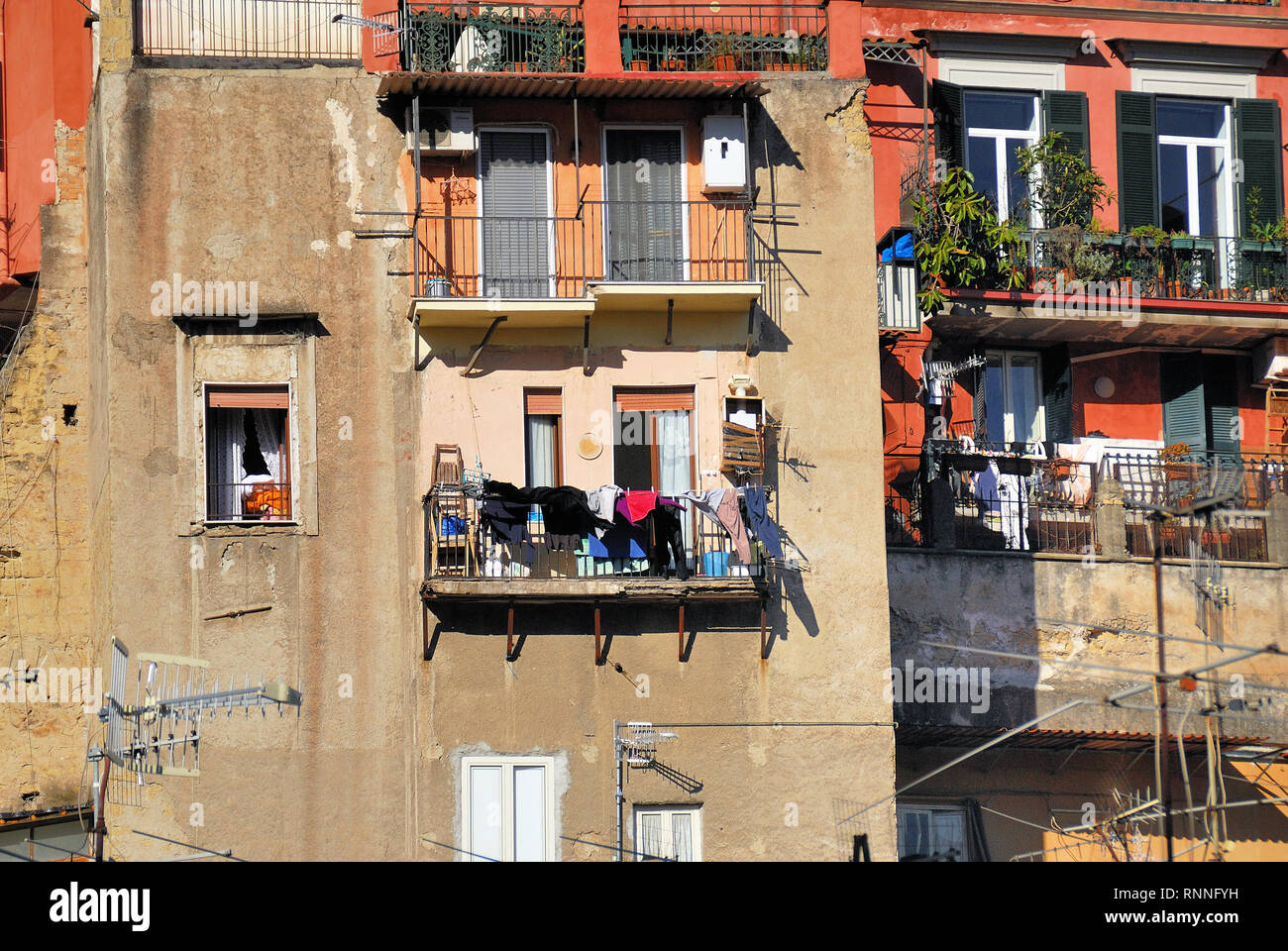 Naples, Italy. Buildings in the historic center of Naples Stock Photo ...