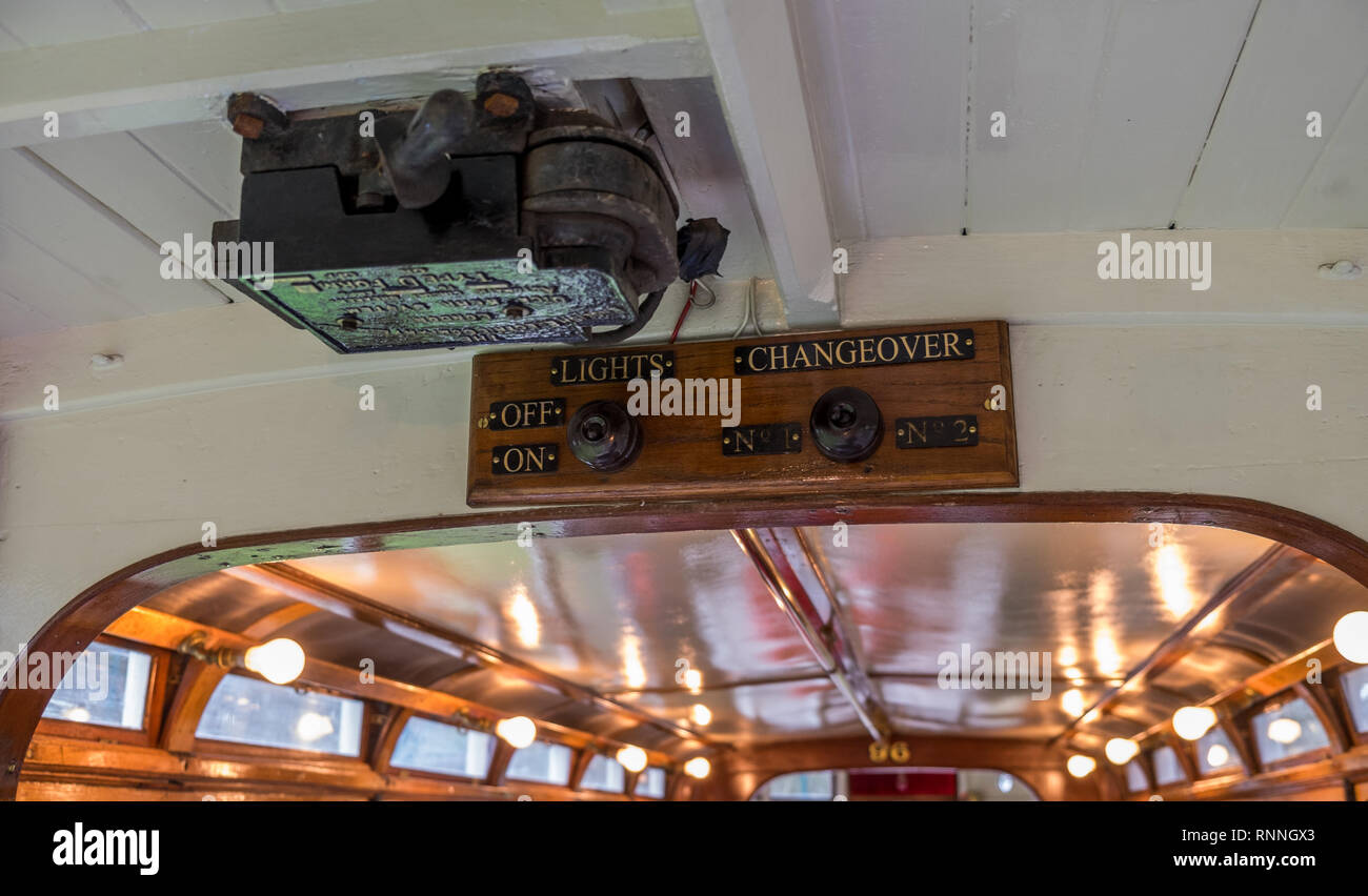 The controls for the lighting, switchover switches when the tram travls ...