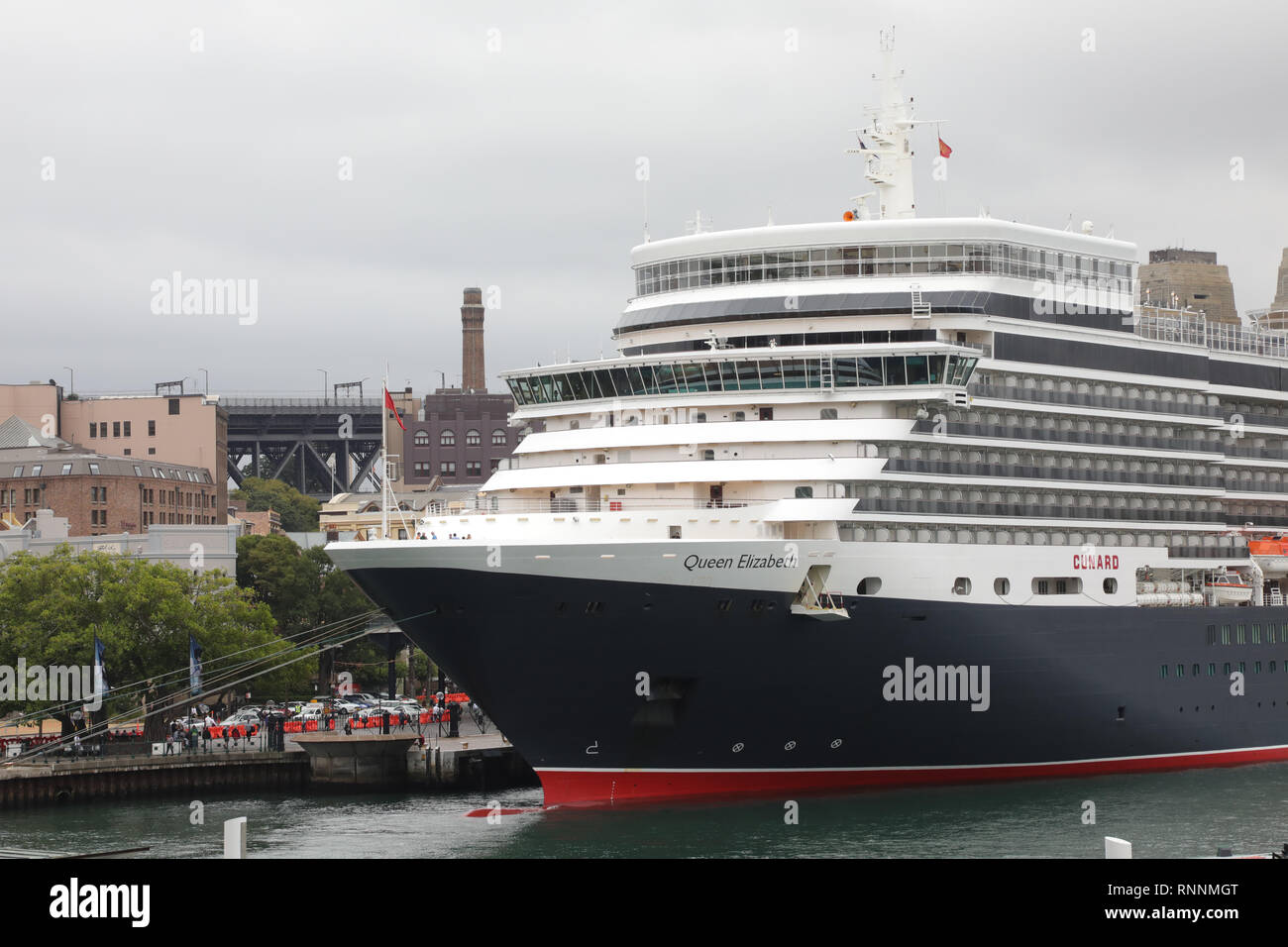 The Cunard Line operated Queen Elizabeth cruise ship moored at the ...