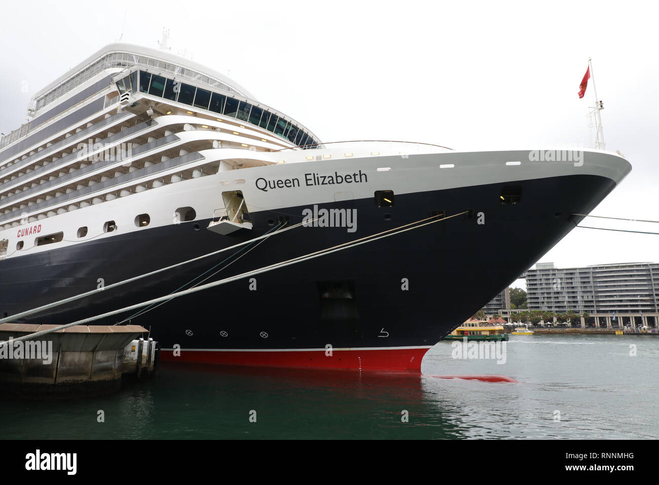 The Cunard Line operated Queen Elizabeth cruise ship moored at the ...