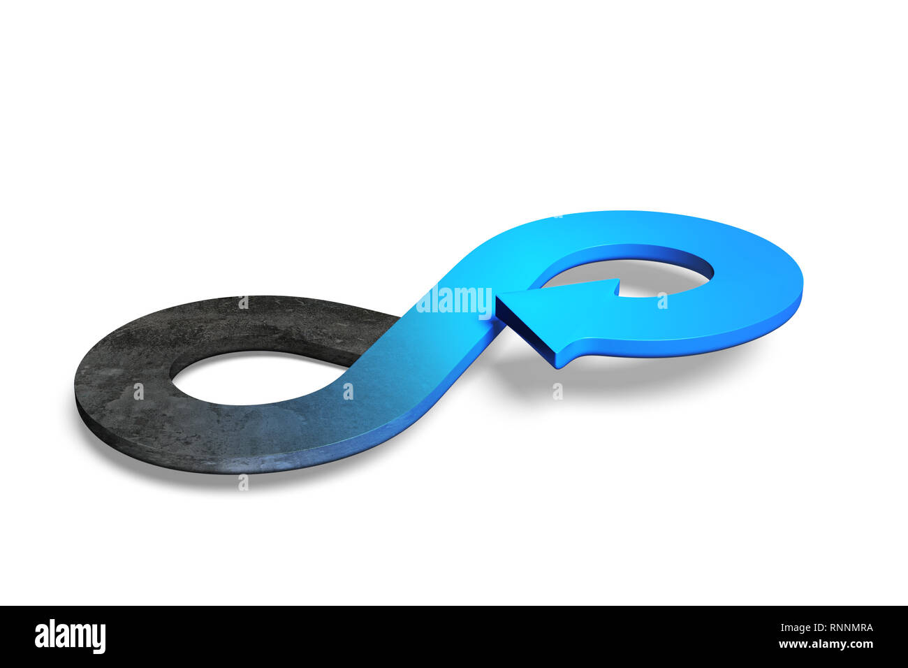 Circular economy concept. Arrow infinity symbol, isolated on white, 3D ...