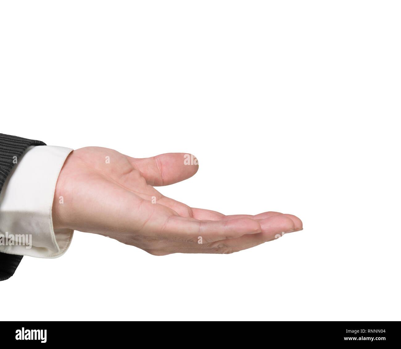 Open man's hand with palm up, isolated on white background Stock Photo ...