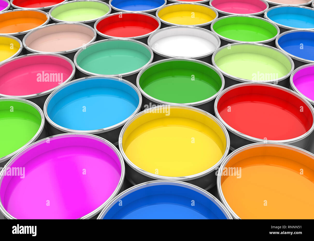Colorful Paint Buckets Illustration Stock Photo - Alamy
