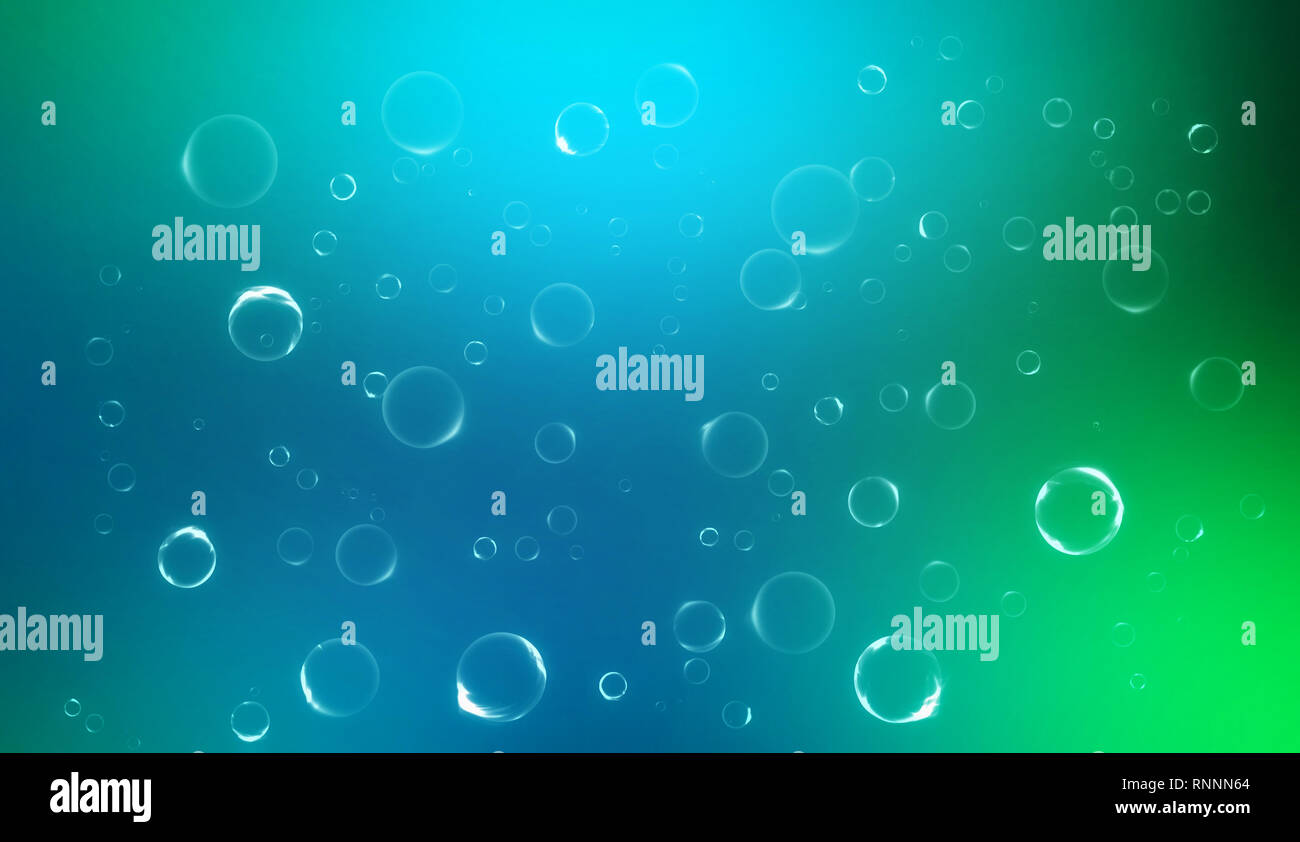 Bubbles underwater on green gradient background. Abstract texture Stock ...