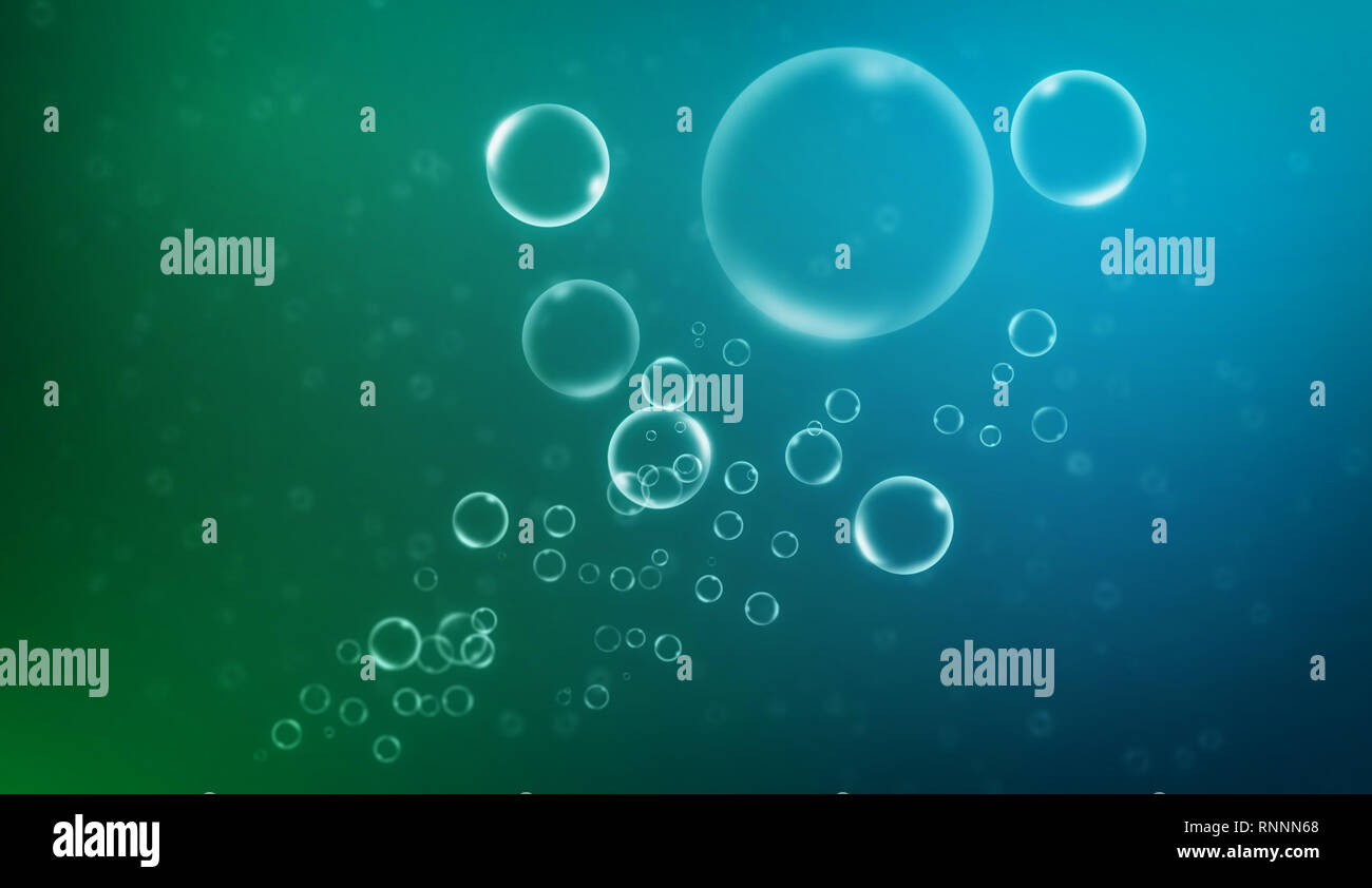 Bubbles underwater on green gradient background. Abstract texture Stock ...