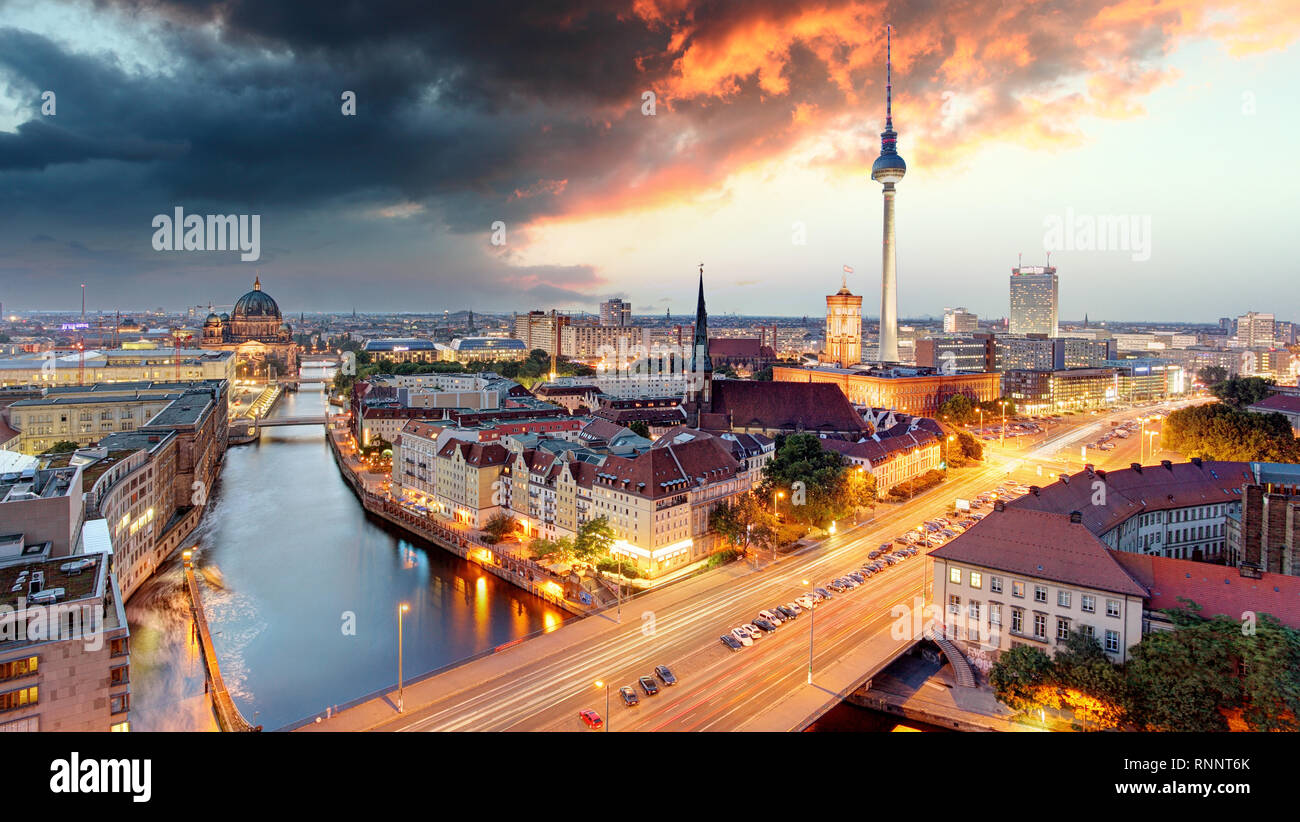 Aerial view of fernsehturm berlin and alexanderplatz hi-res stock photography and images - Alamy