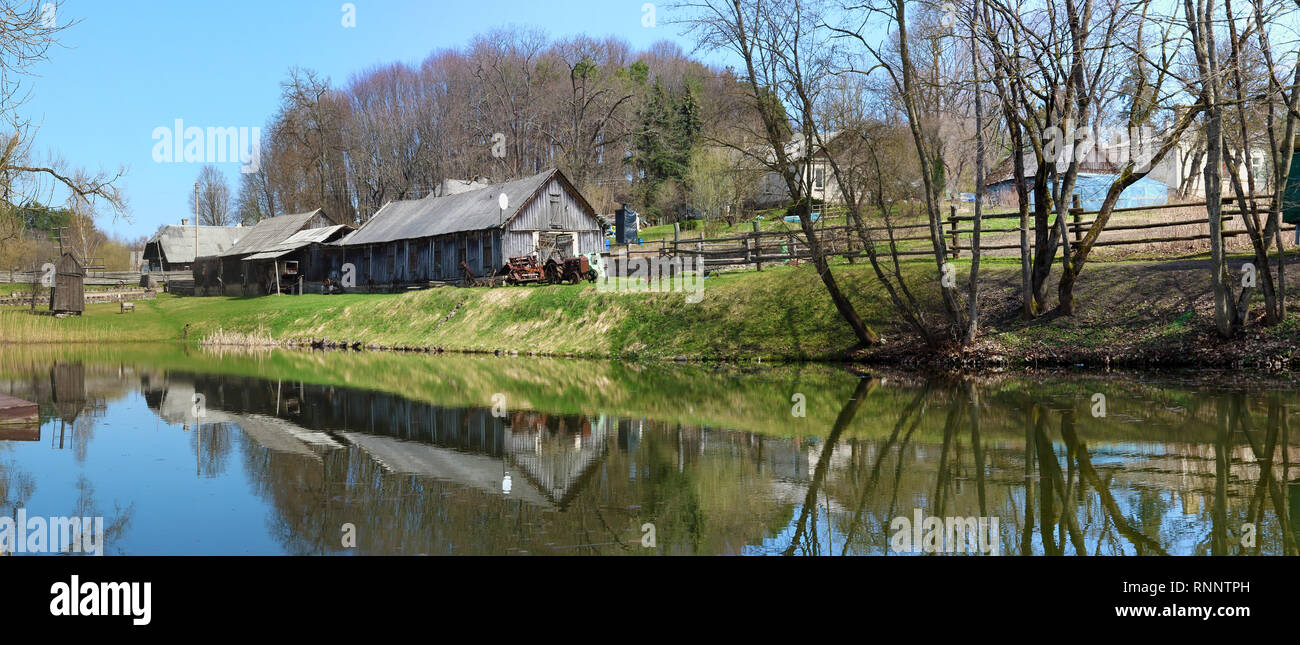 Typical spring landscape barn hi-res stock photography and images - Alamy
