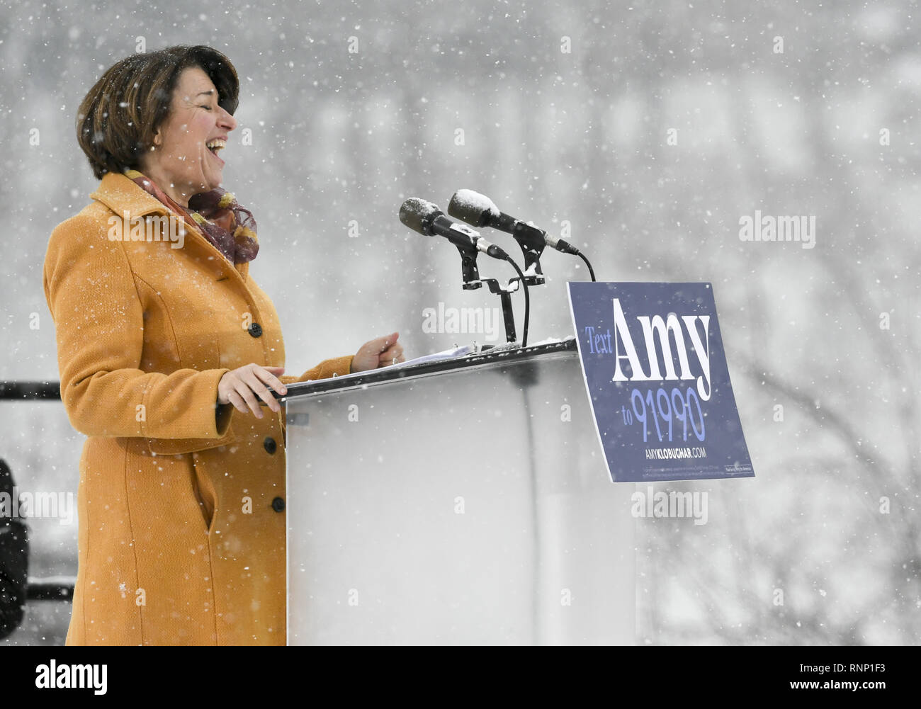 Minneapolis, Minnesota, USA. 10th Feb, 2019. US Sen. AMY KLOBUCHAR ...