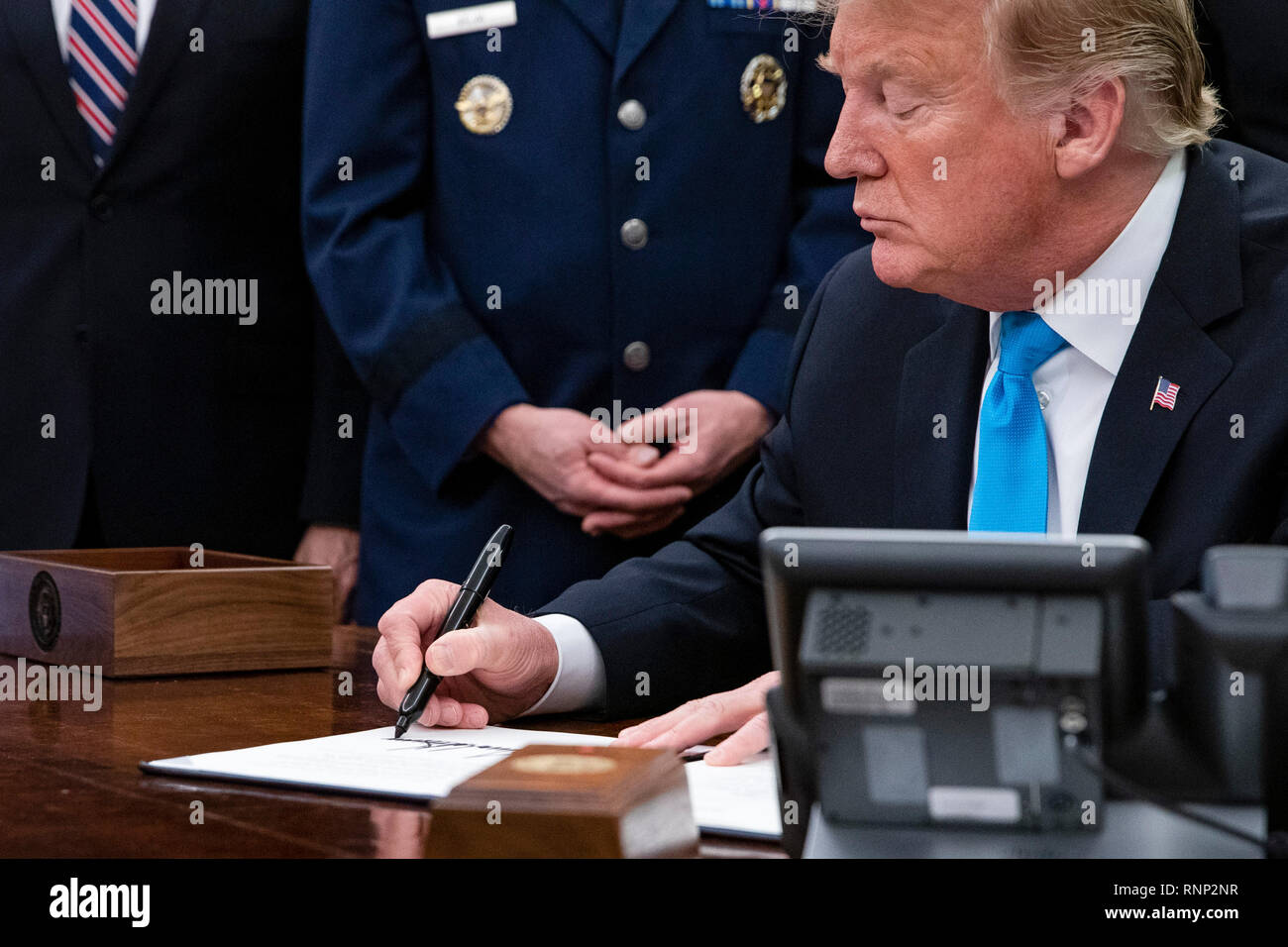 United States President Donald Trump signs Space Policy Directive 4 in ...