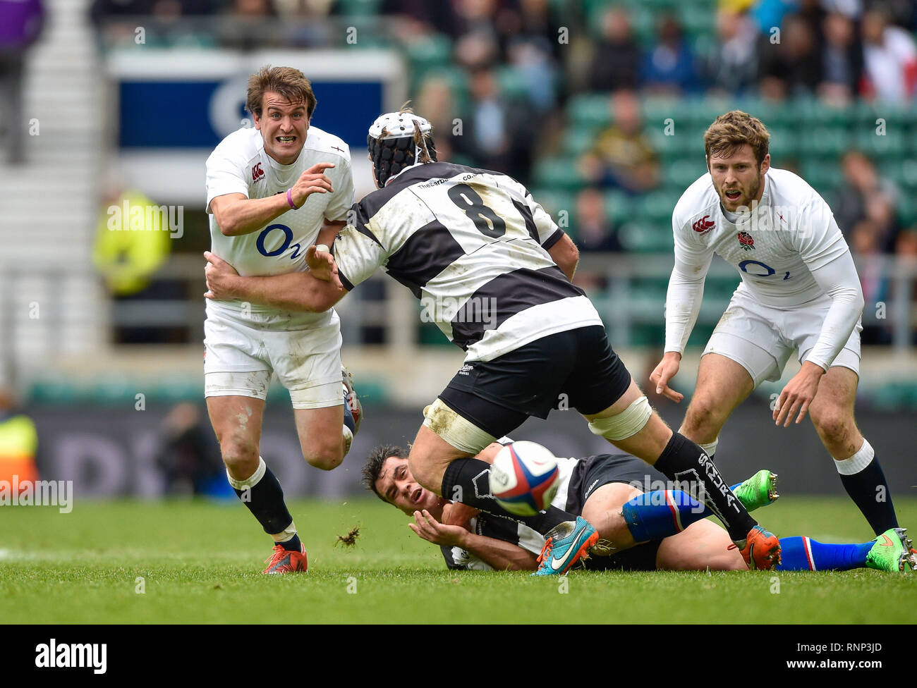 London, UK. 31st May, 2015. Barbarians No.8 Thomas Waldron (Exeter ...