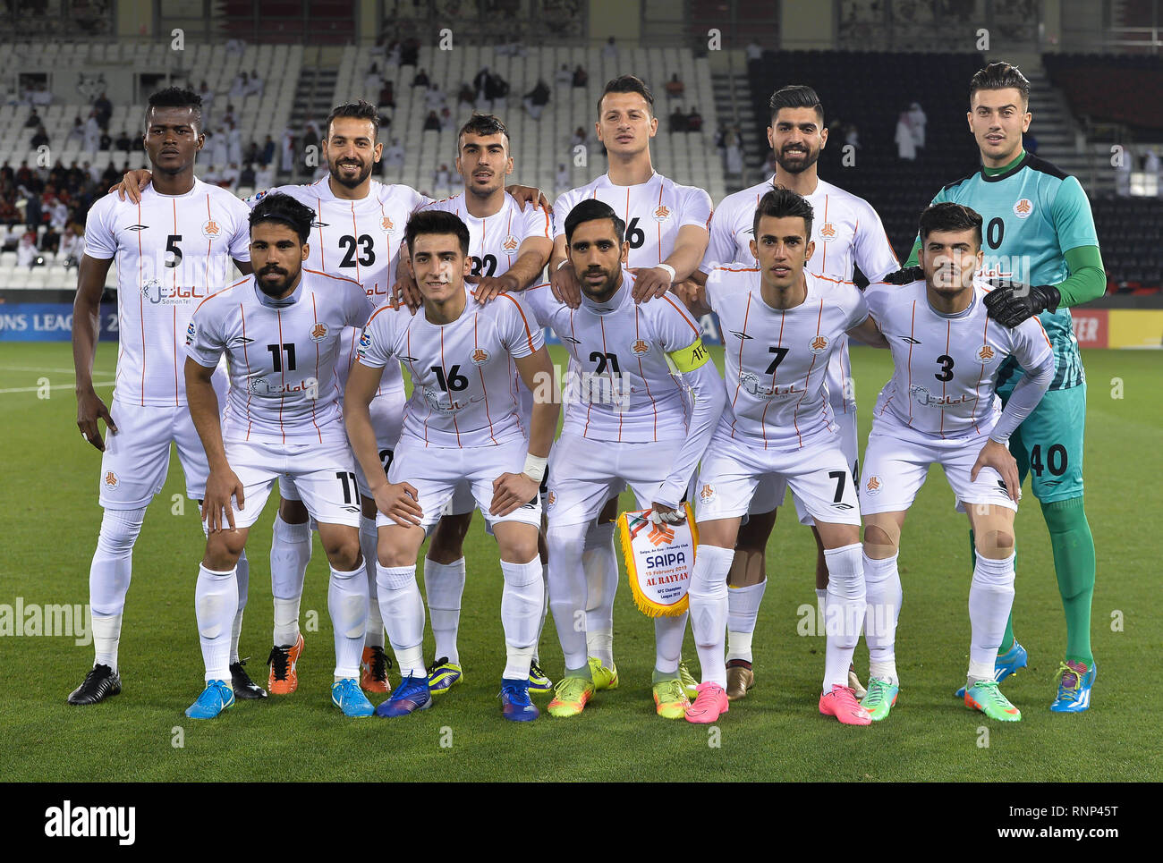 Doha, Qatar. 19th Feb, 2019. Iran's Saipa FC players pose for a team ...