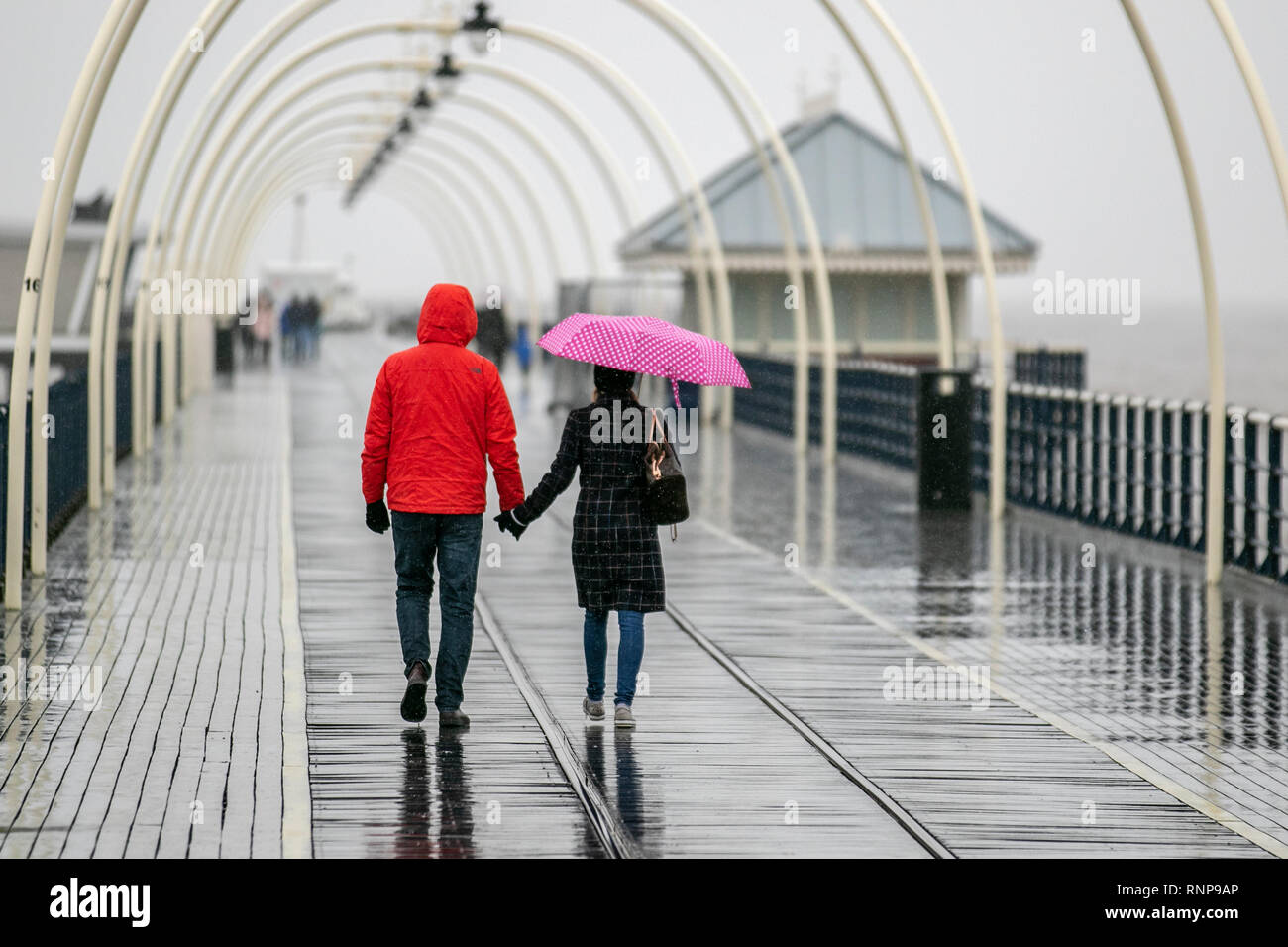 Southport, Merseyside. 20th February, 2019. UK Weather. Wet and windy ...