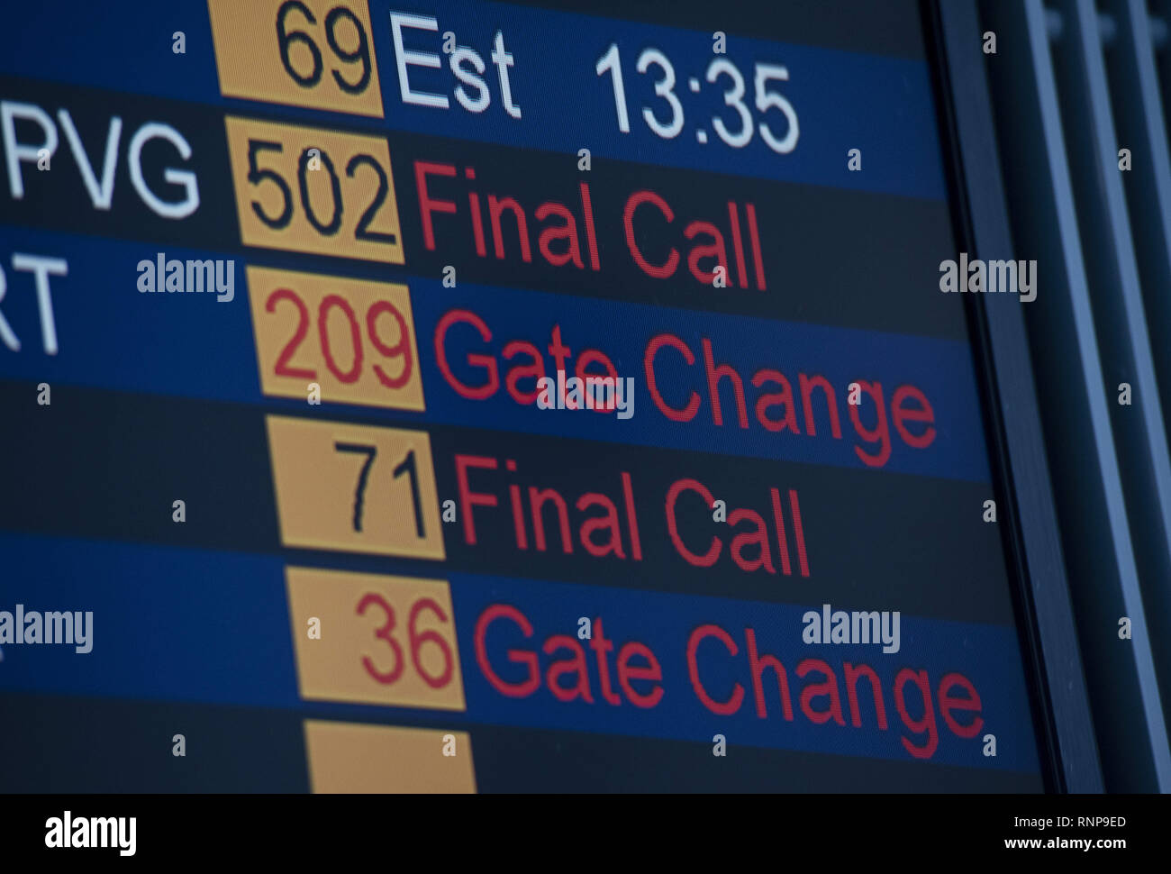Hong Kong. 17th Feb, 2019. An information screen displays the final ...
