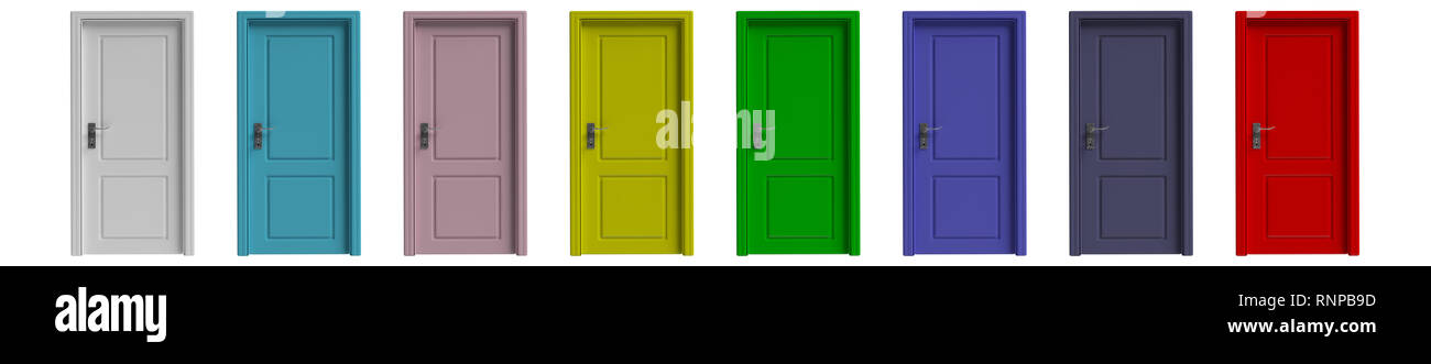 Multicolored doors collection. Set of various colors closed doors ...