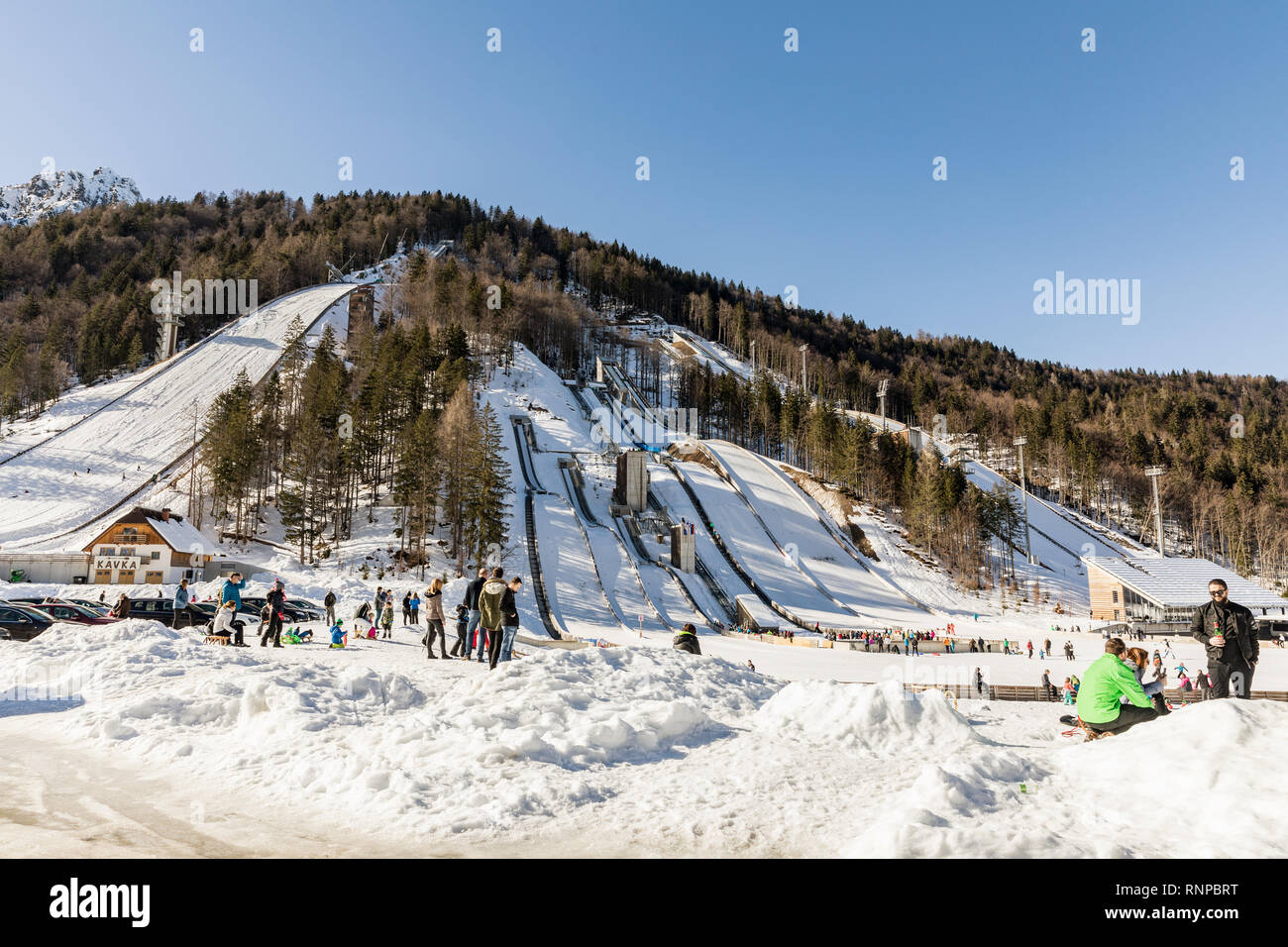 Planica, Slovenia - February 17, 2019. Planica Nordic Center, complex ...