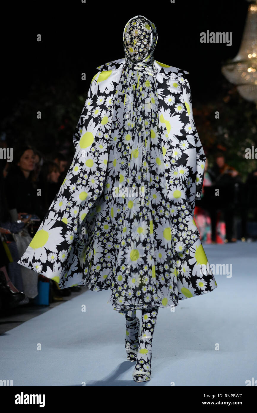 A model on the catwalk during the Richard Quinn Autumn/Winter 2019 ...