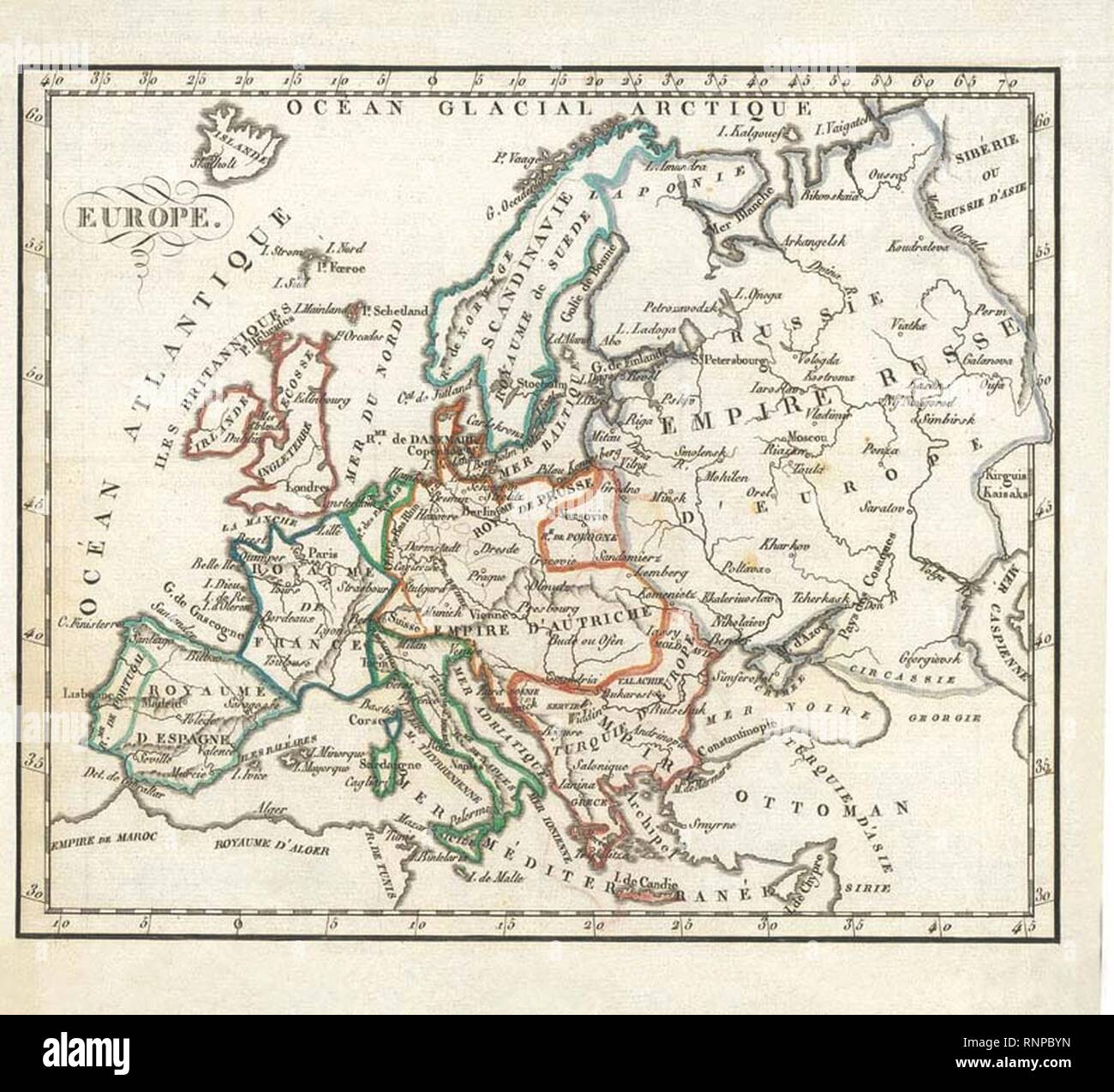 Carte d'Europe de 1819 Stock Photo - Alamy
