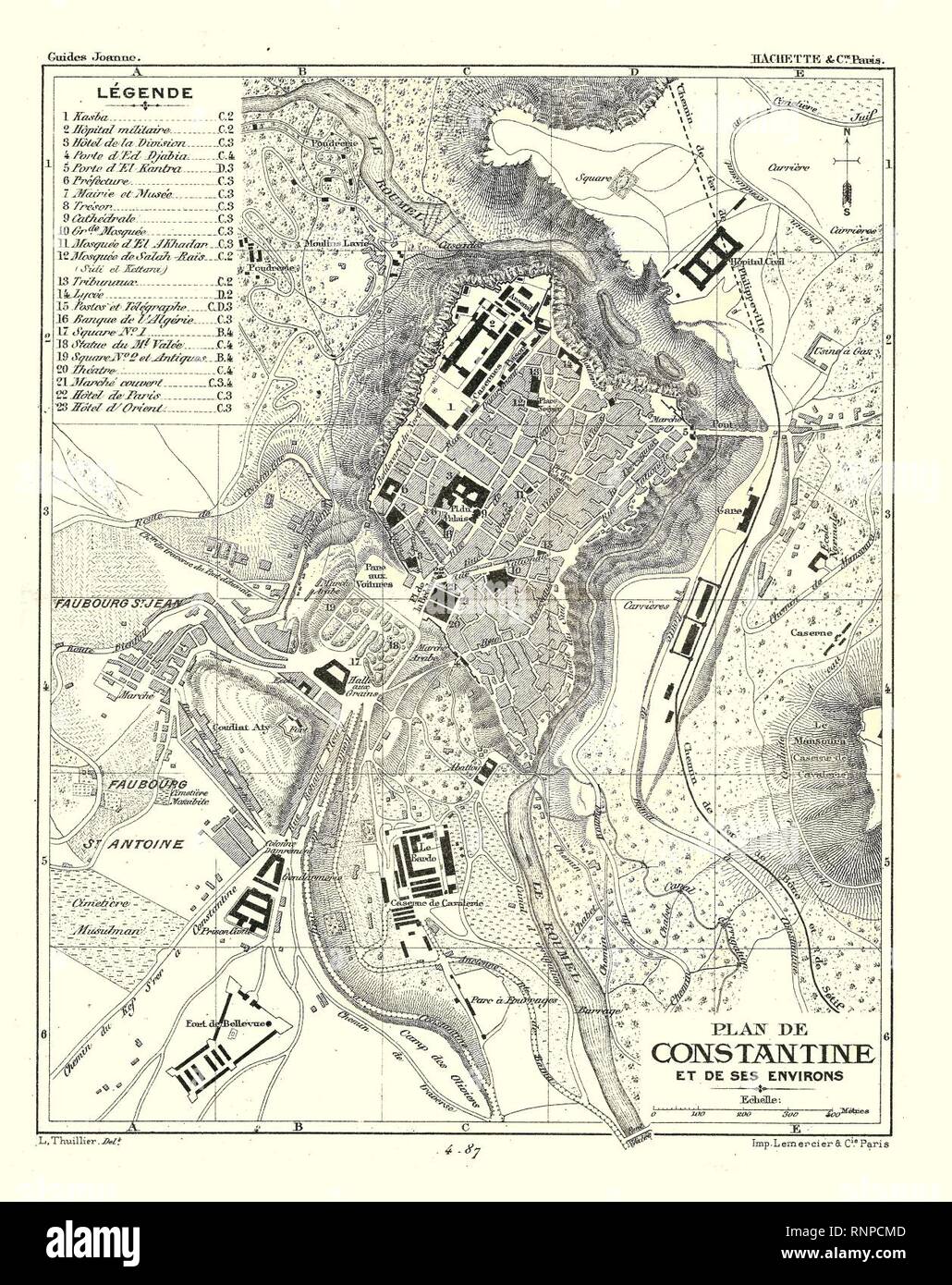 Carte Hachette Joanne-1887-Plan de Constantine Stock Photo - Alamy