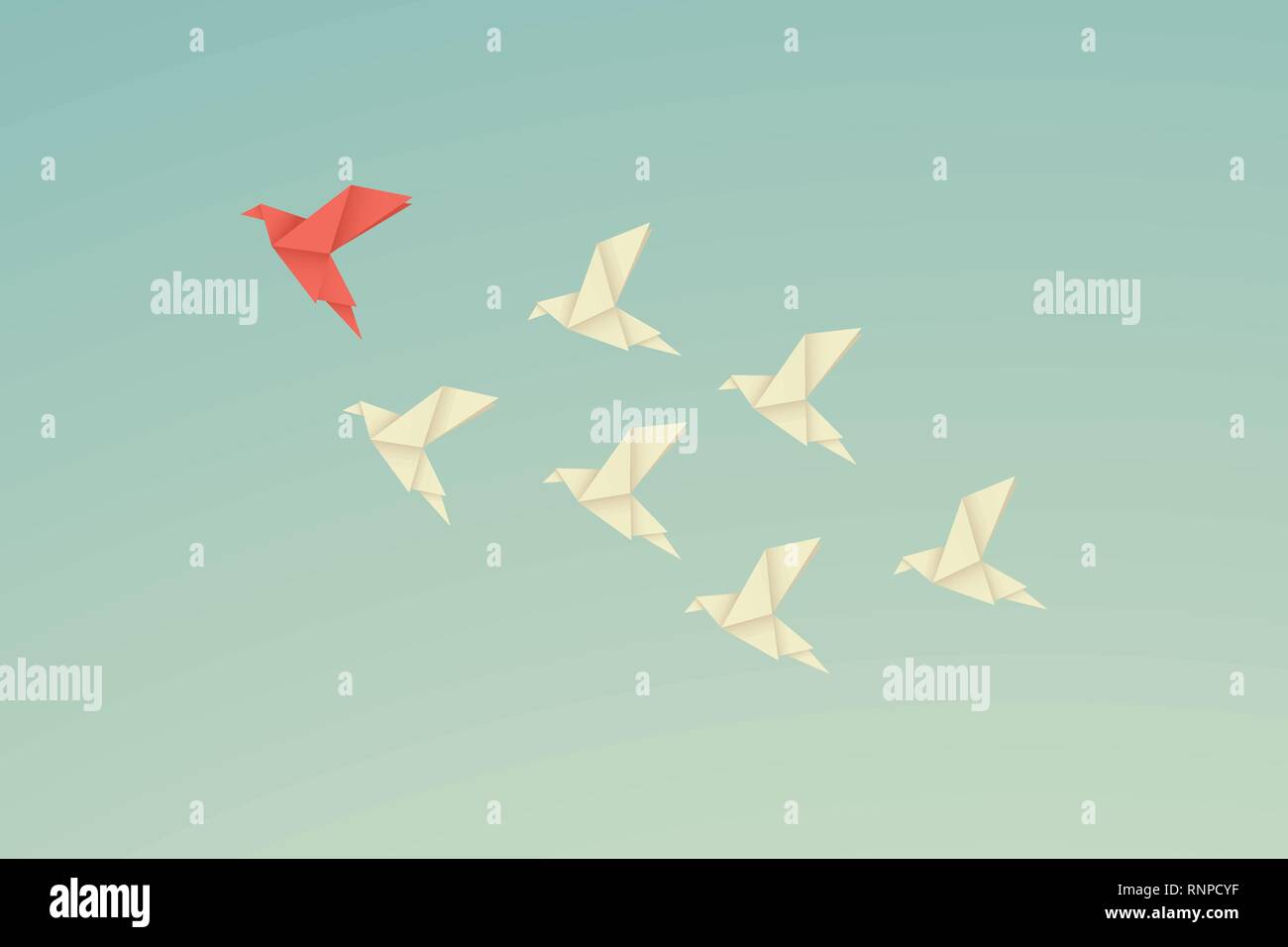 vector business finance leadership concept with origami red paper bird ...