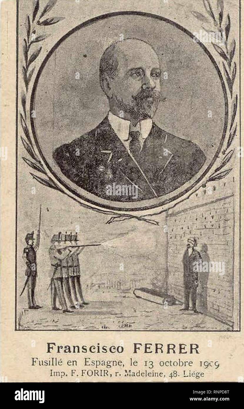 Carte postale Francisco Ferrer éditée à Liège Belgique Stock Photo - Alamy