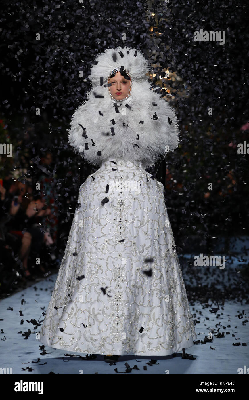 A model on the catwalk during the Richard Quinn Autumn/Winter 2019 ...