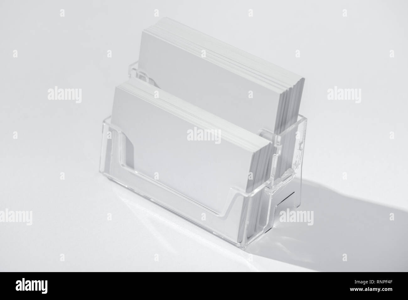 blank cards in card holder on white background with copy space Stock ...