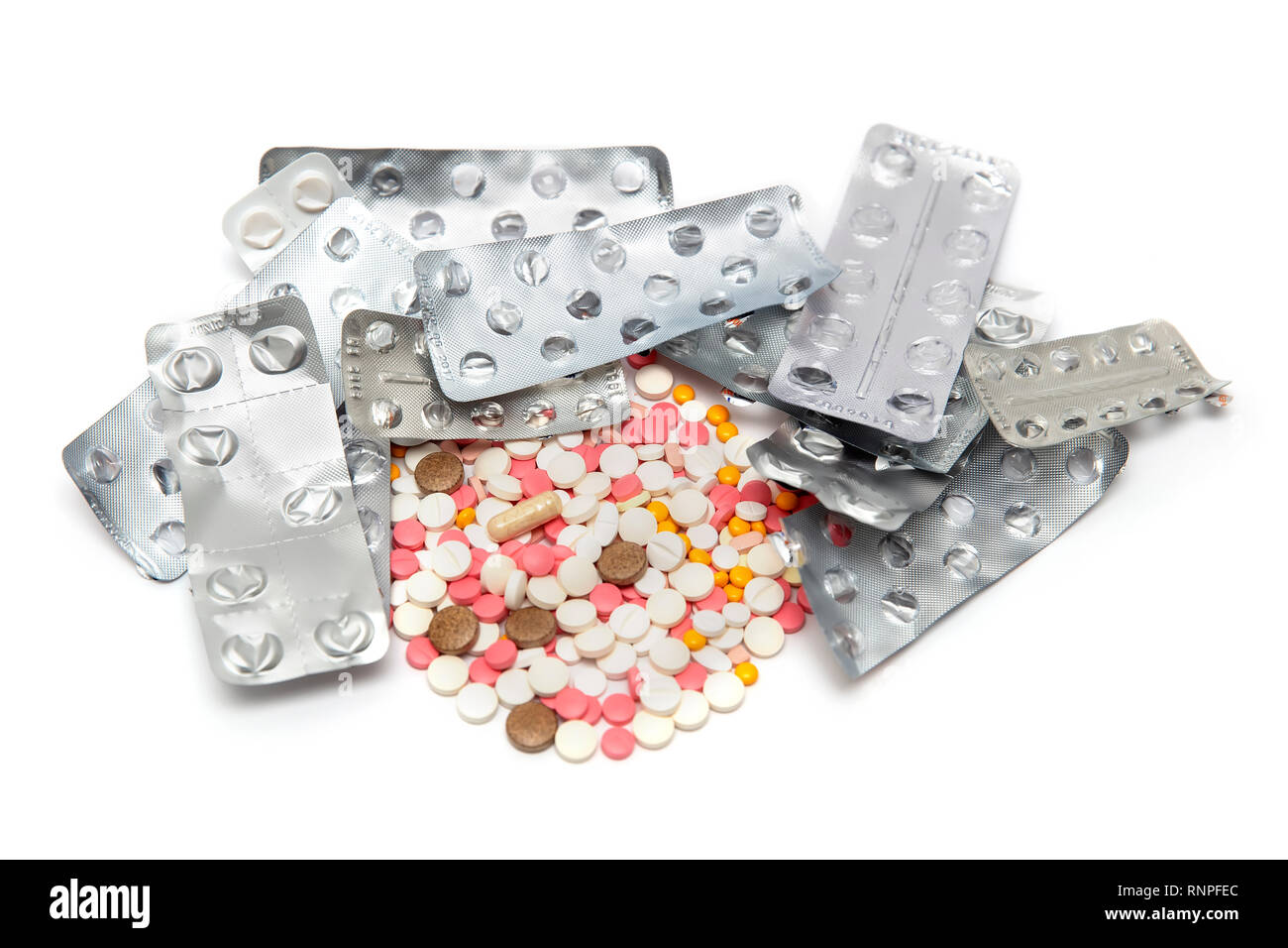 Closeup of a pile of used medical packs Stock Photo - Alamy