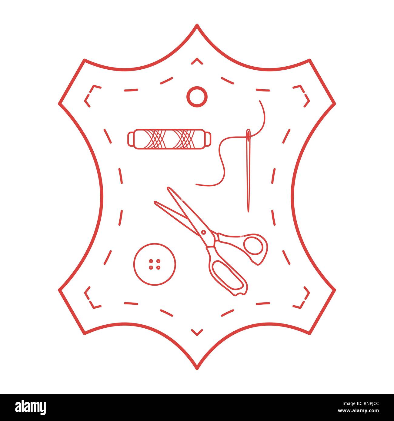 Vector illustration with tools and accessories for sewing. Button ...