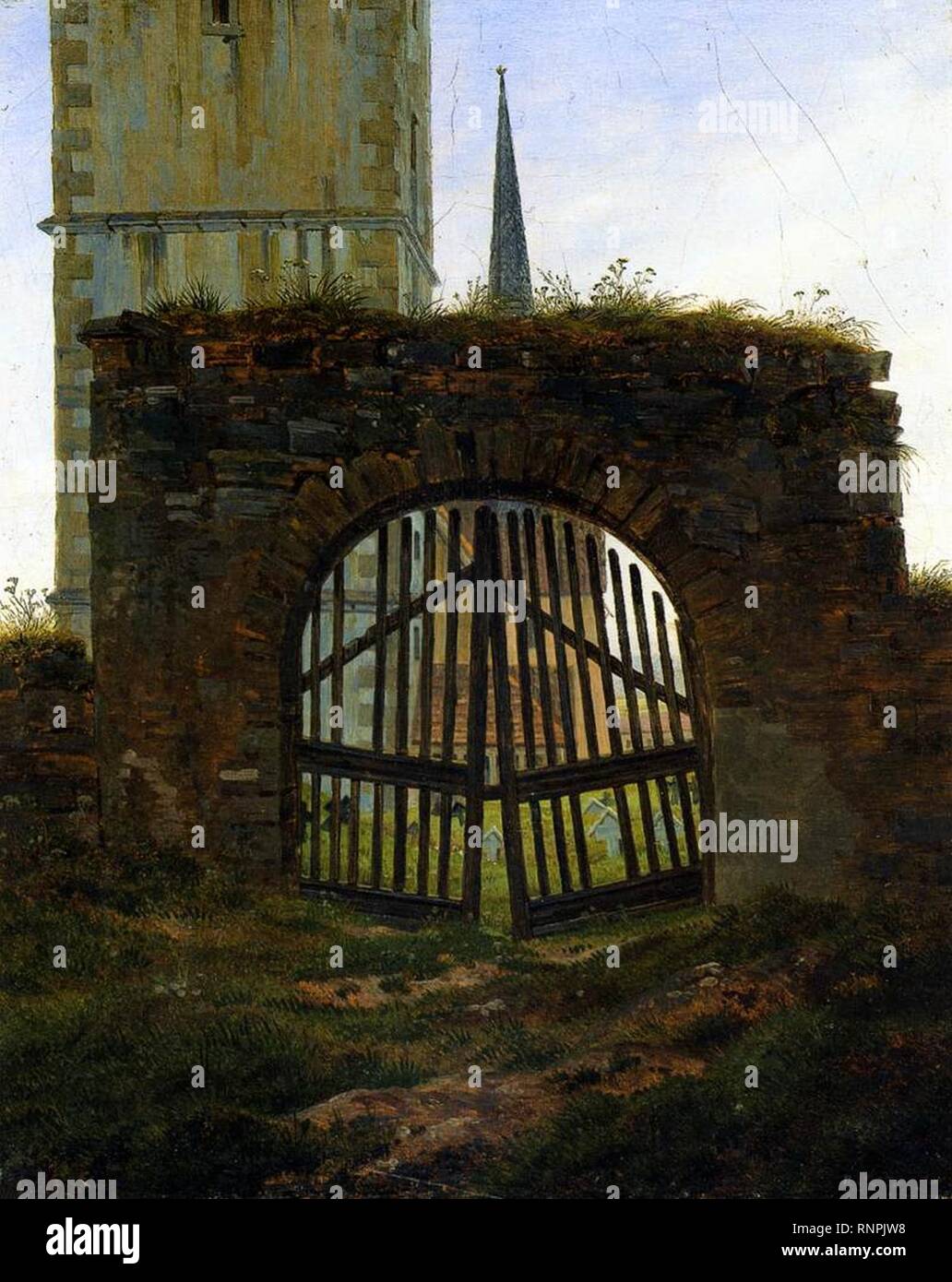 Caspar David Friedrich - The Cemetery Gate (The Churchyard Stock Photo ...