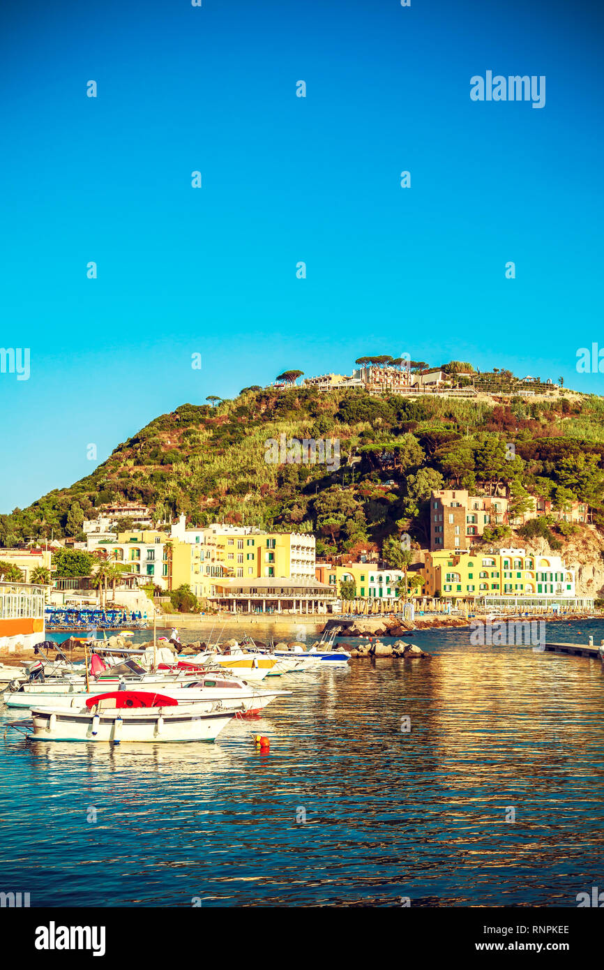 Landscape of Lacco Ameno, part of Ischia island. Travel in Italy ...