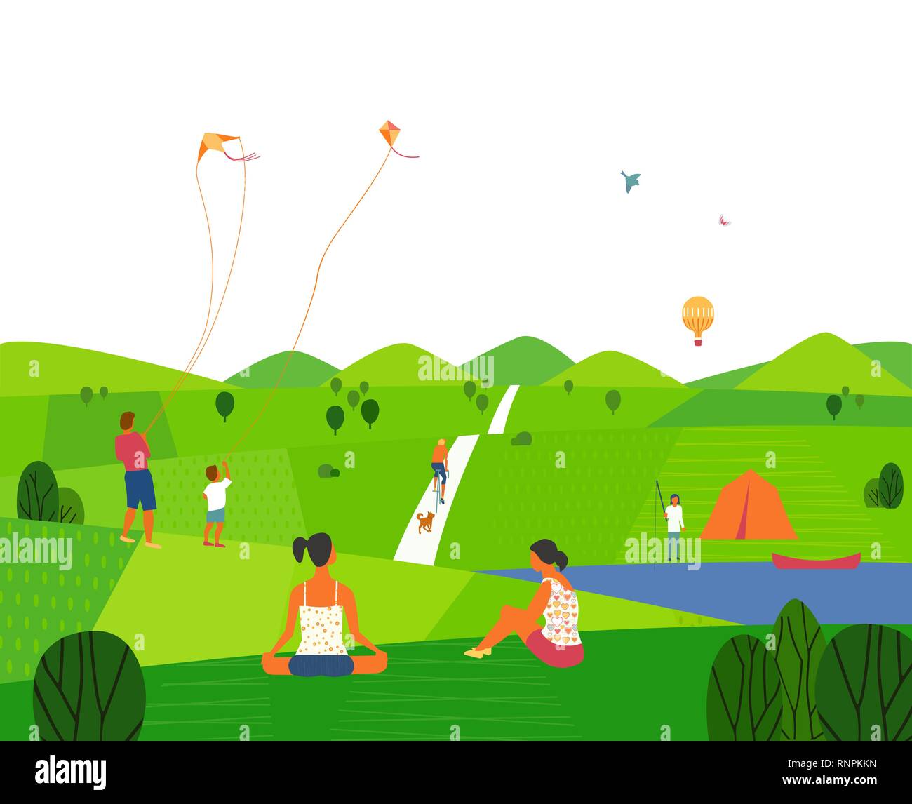 Family active outdoors Stock Vector Images - Alamy