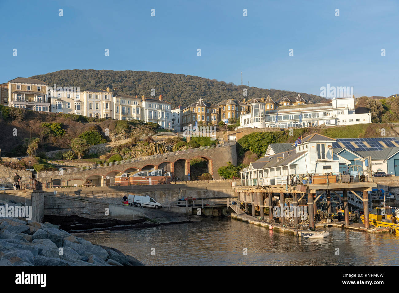 Ventnor, Isle of Wight, England, UK, February 2019. The Haven Fishery ...