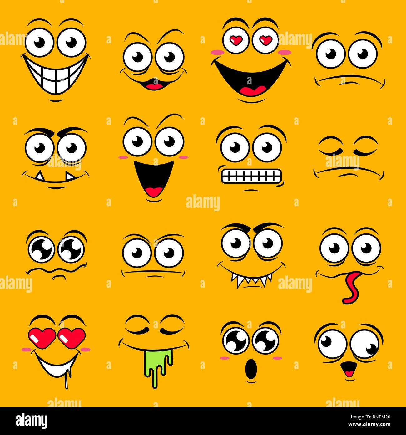 Emoticon smiley set yellow face emotions hi-res stock photography and ...