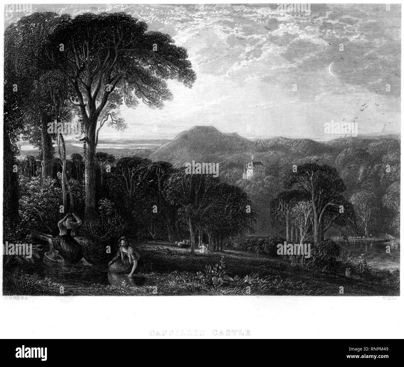 Cassilis Castle engraving by William Miller after D O Hill Stock Photo ...