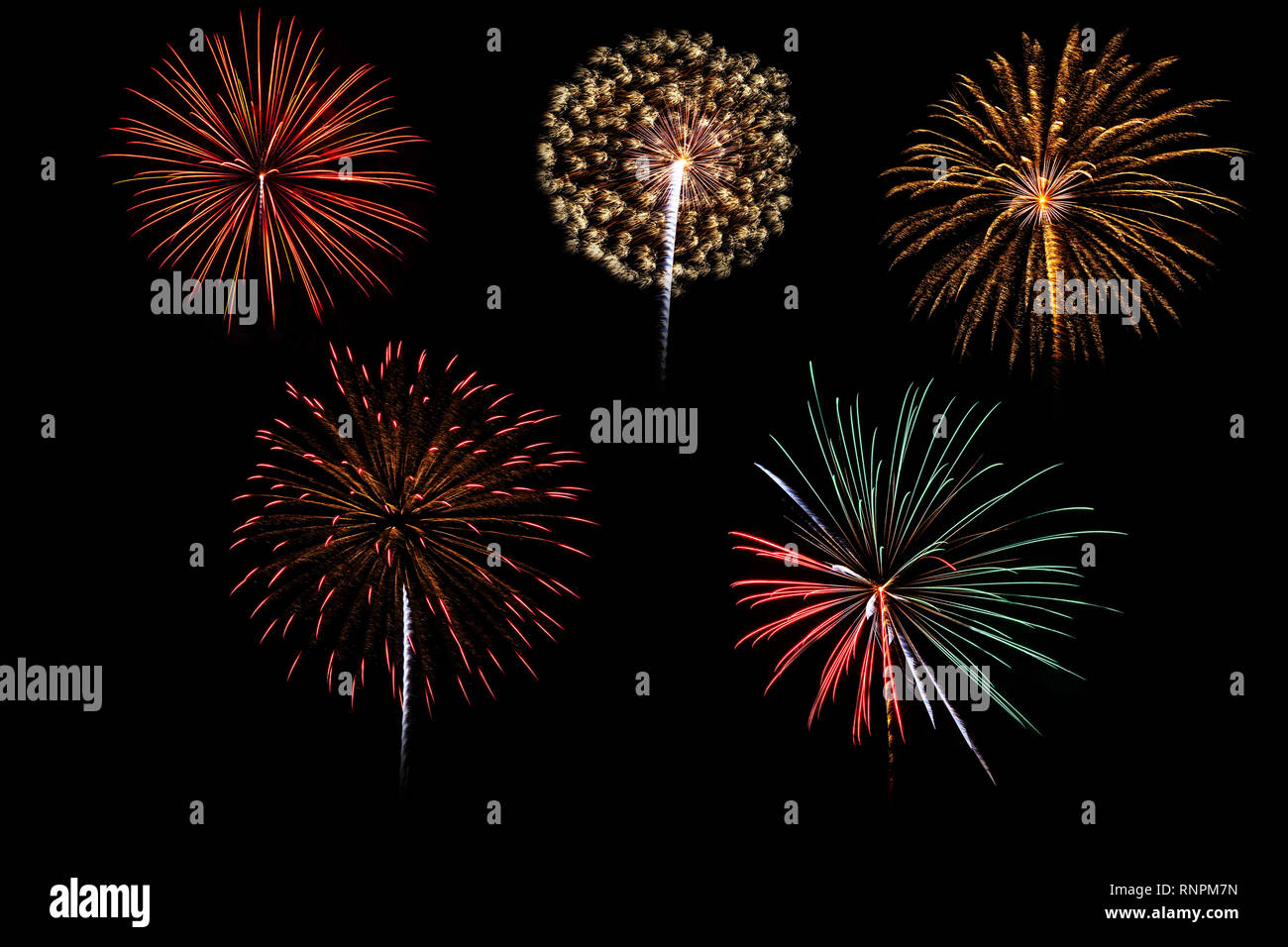 Colorful assorted fireworks selection on a black background Stock Photo ...