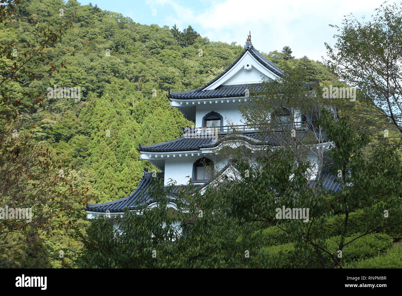 Japanese castle in the woods Stock Photo - Alamy