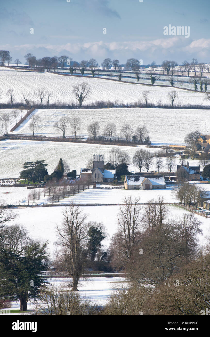 Guiting Power in the winter snow. Guiting Power, Cotswolds ...