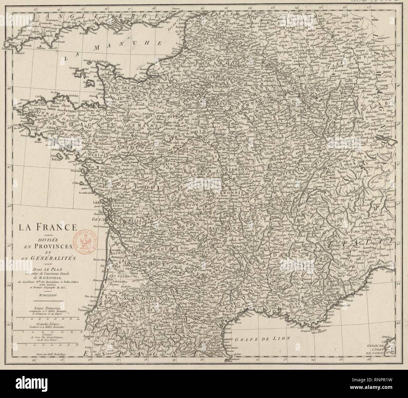 Carte de la France divisée en provinces et en généralités (Jean ...
