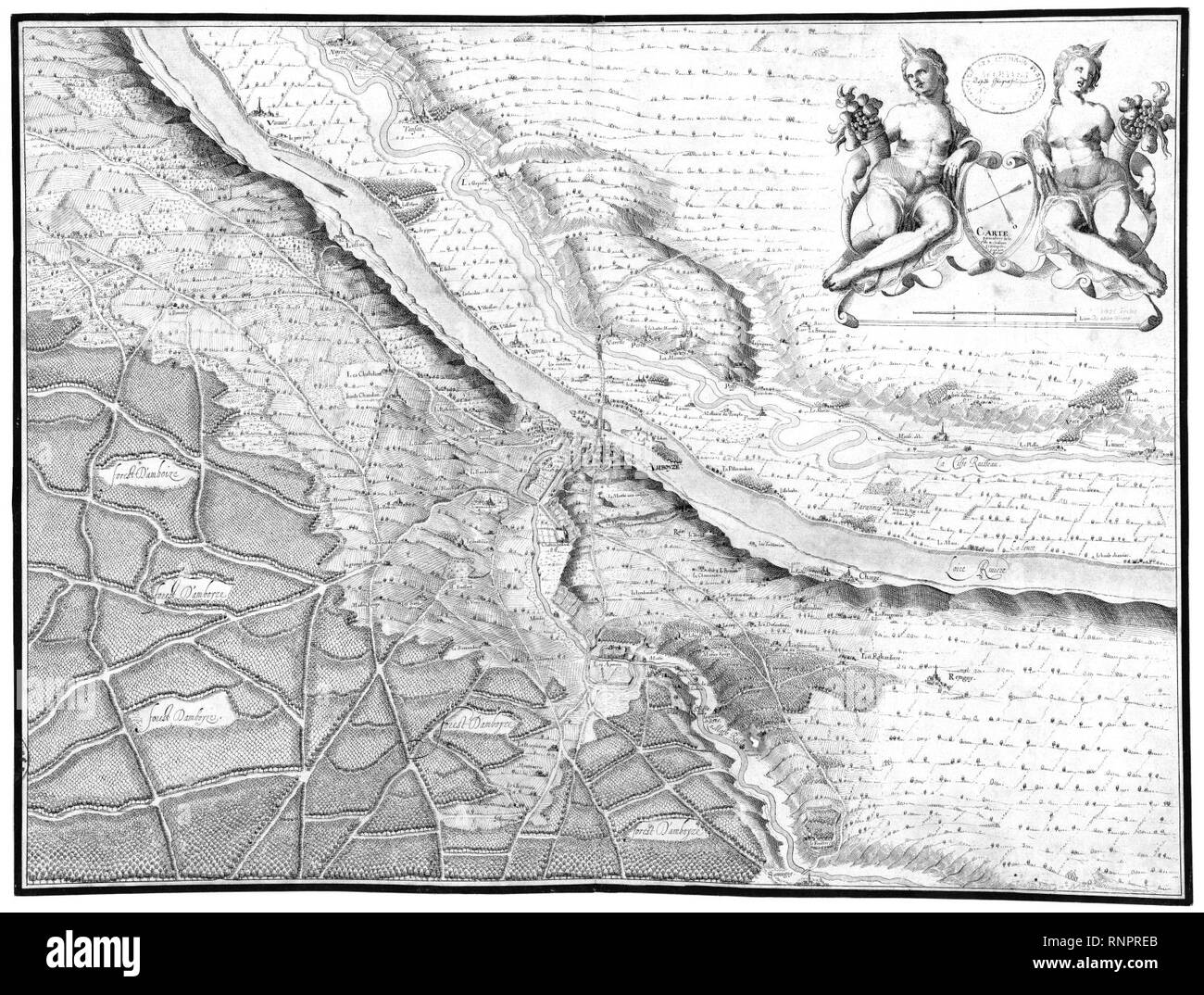 Carte de la ville d'Amboise 1610 Stock Photo - Alamy
