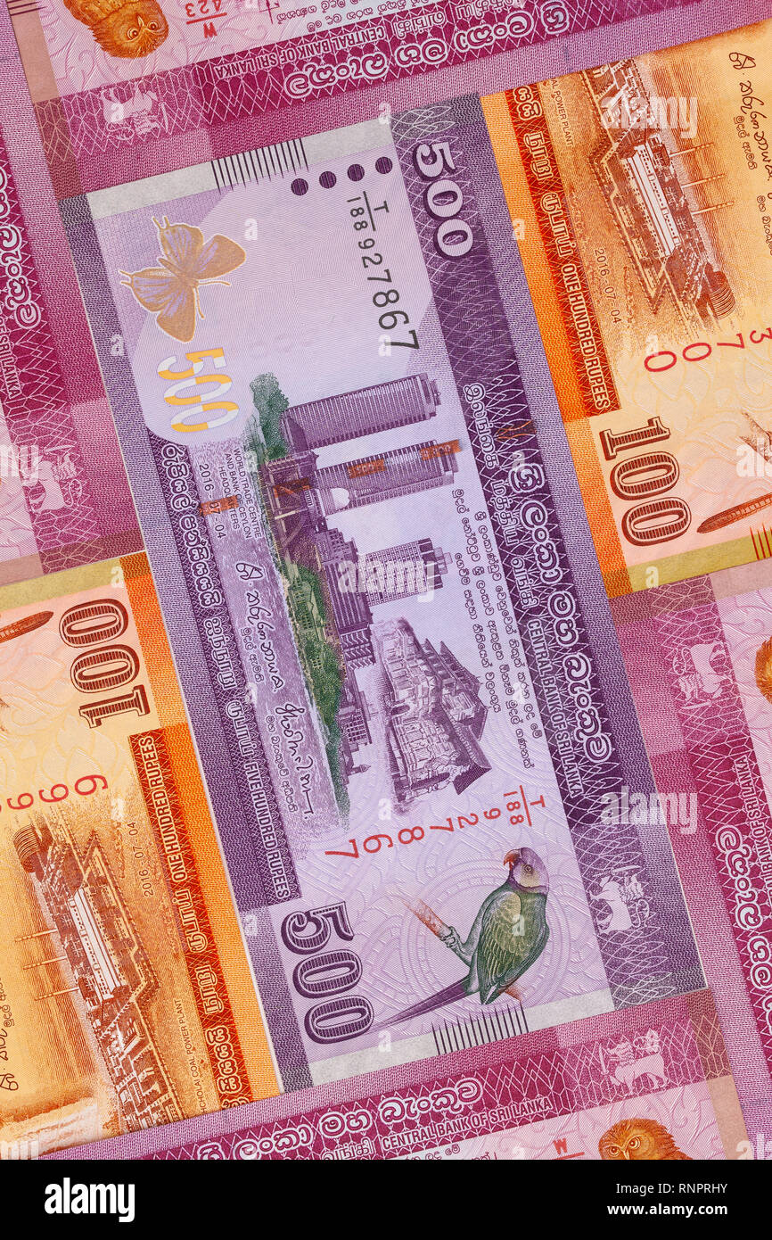 The symmetrical composition of Sri Lankan banknotes. Rupee, the ...