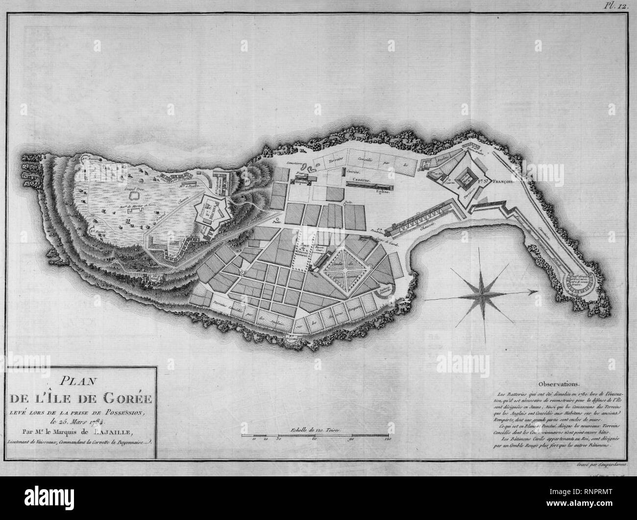 Carte de l'île de Gorée en 1784 Stock Photo - Alamy