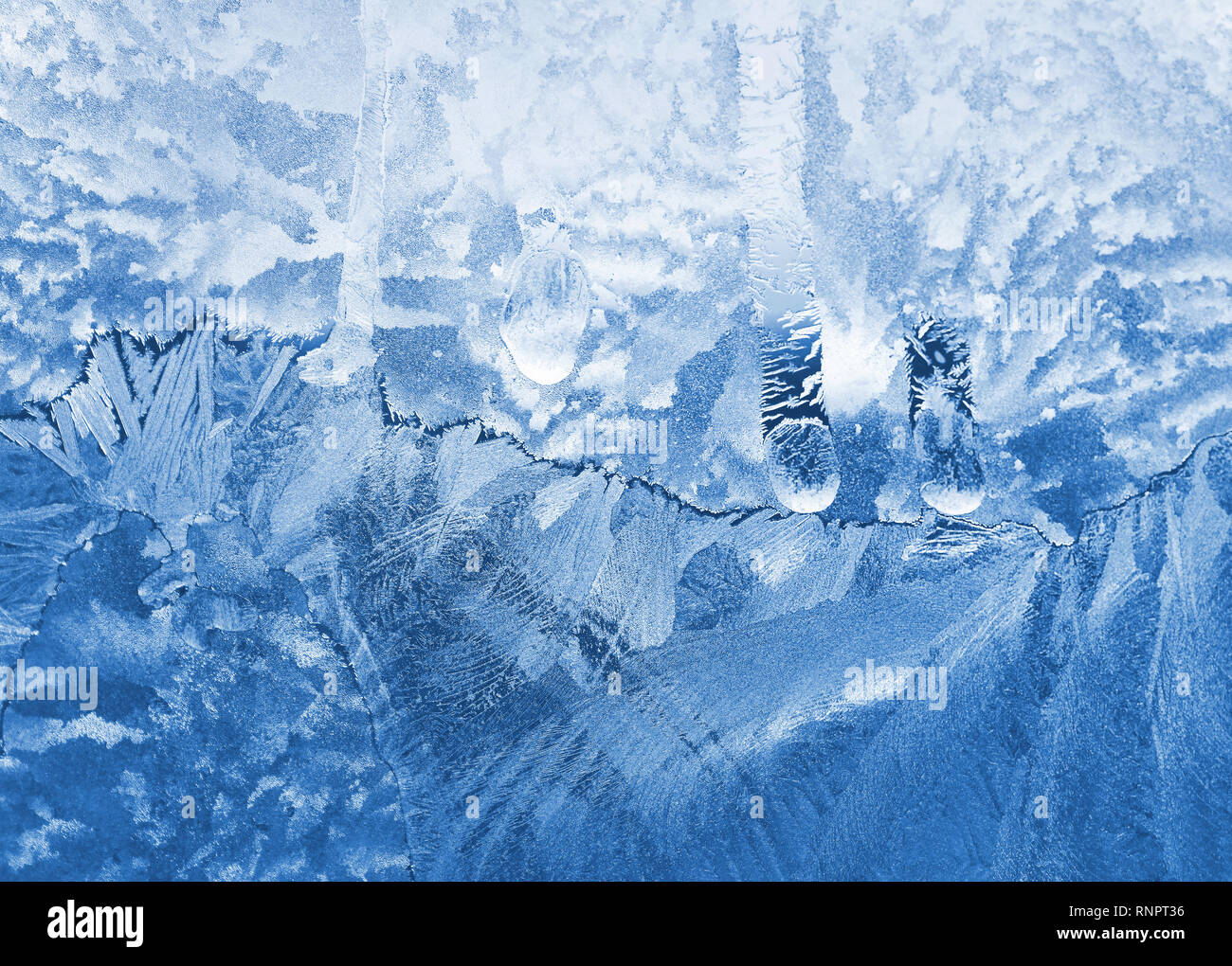 Ice pattern close-up on winter window glass, natural texture Stock ...