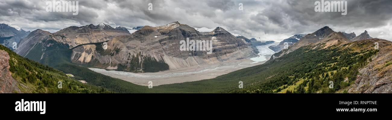 View in valley with glacier tongue, Parker Ridge, Saskatchewan Glacier ...