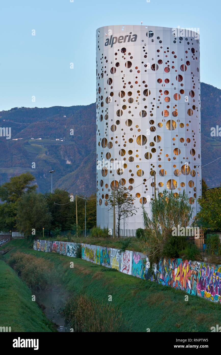 Alperia Tower for district heating, Bolzano, South Tyrol, Italy Stock ...