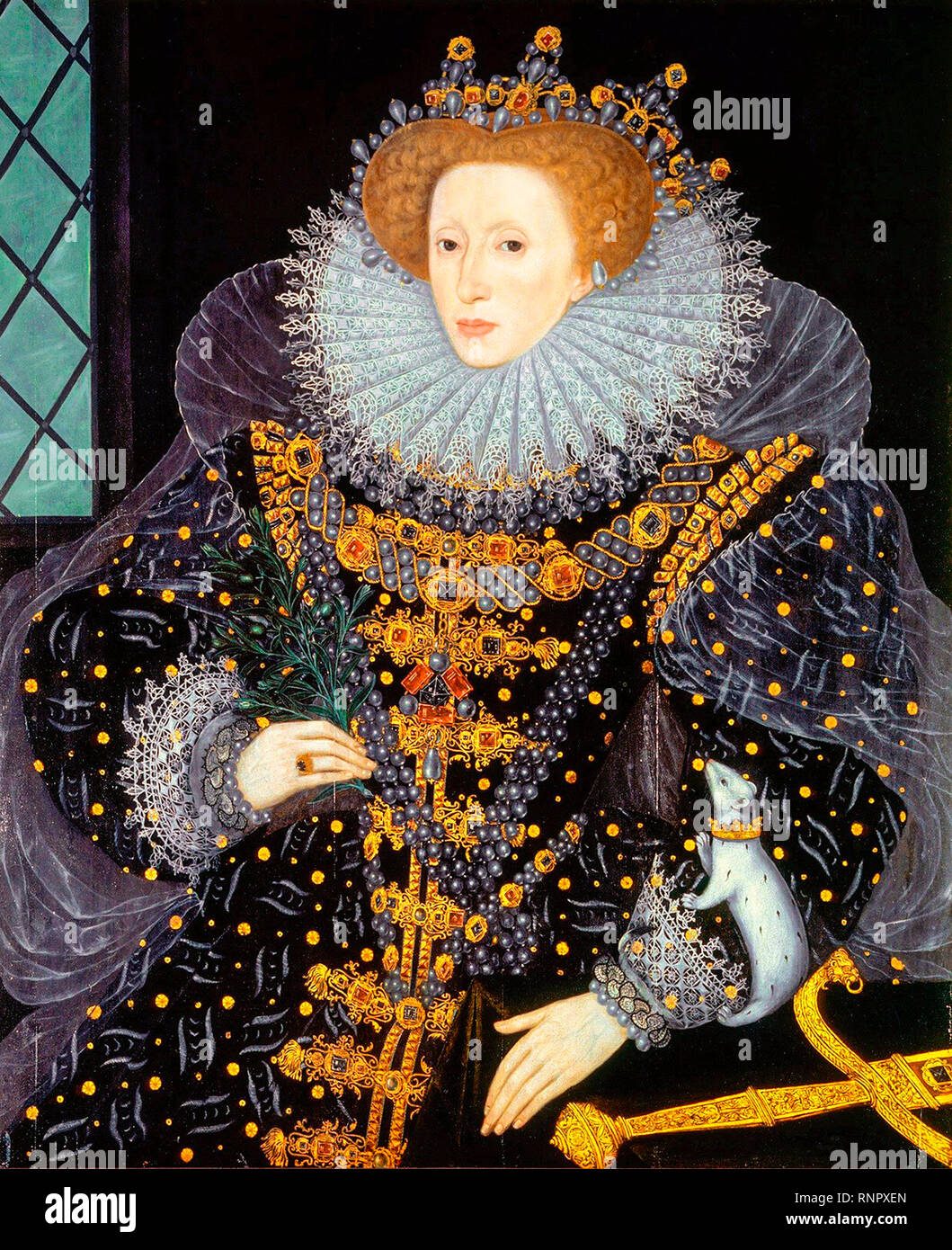 Queen Elizabeth I, The Ermine portrait by William Seegar, circa 1585 ...