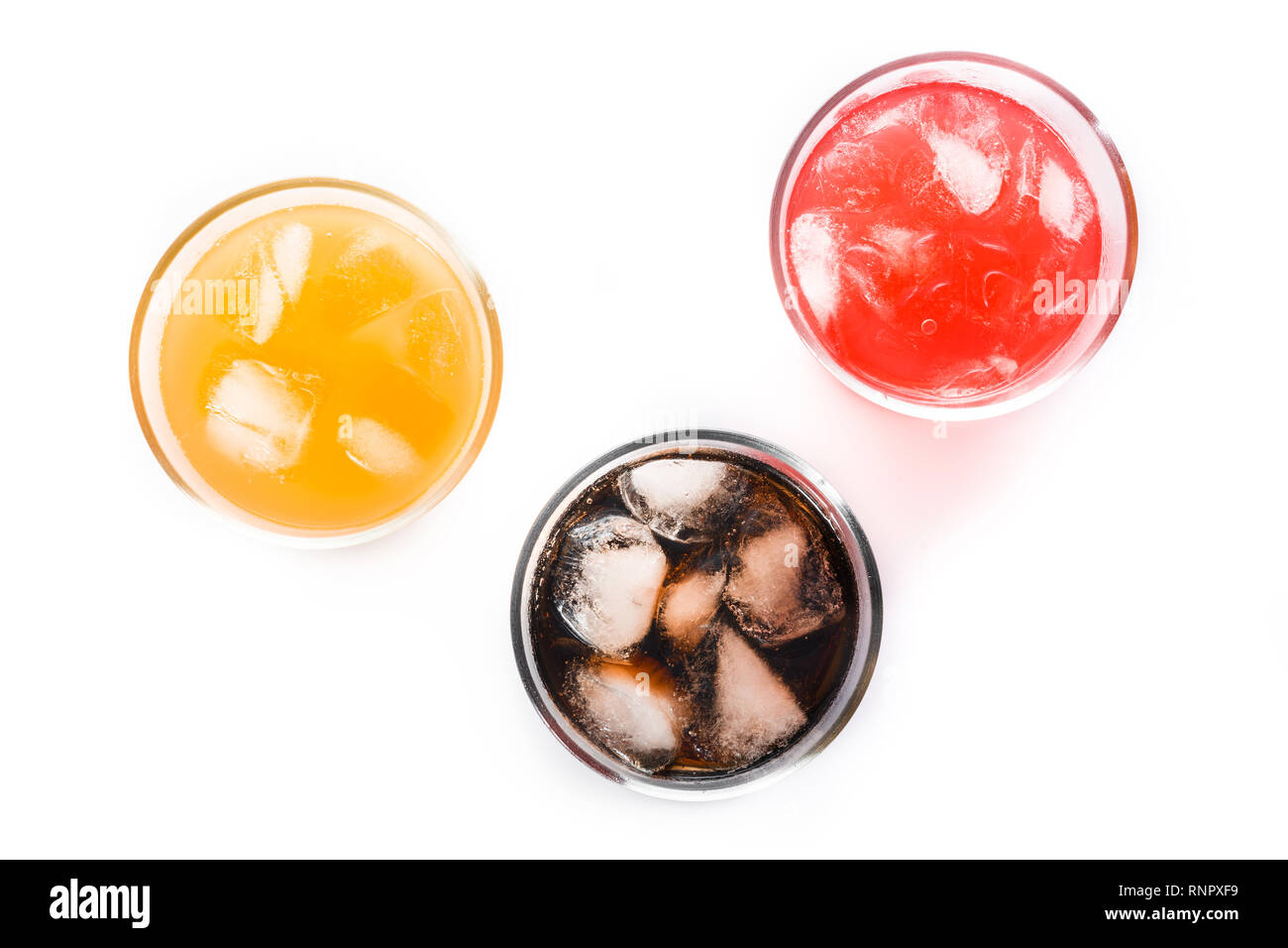 Soft drinks for summer isolated on white background. Top view Stock ...