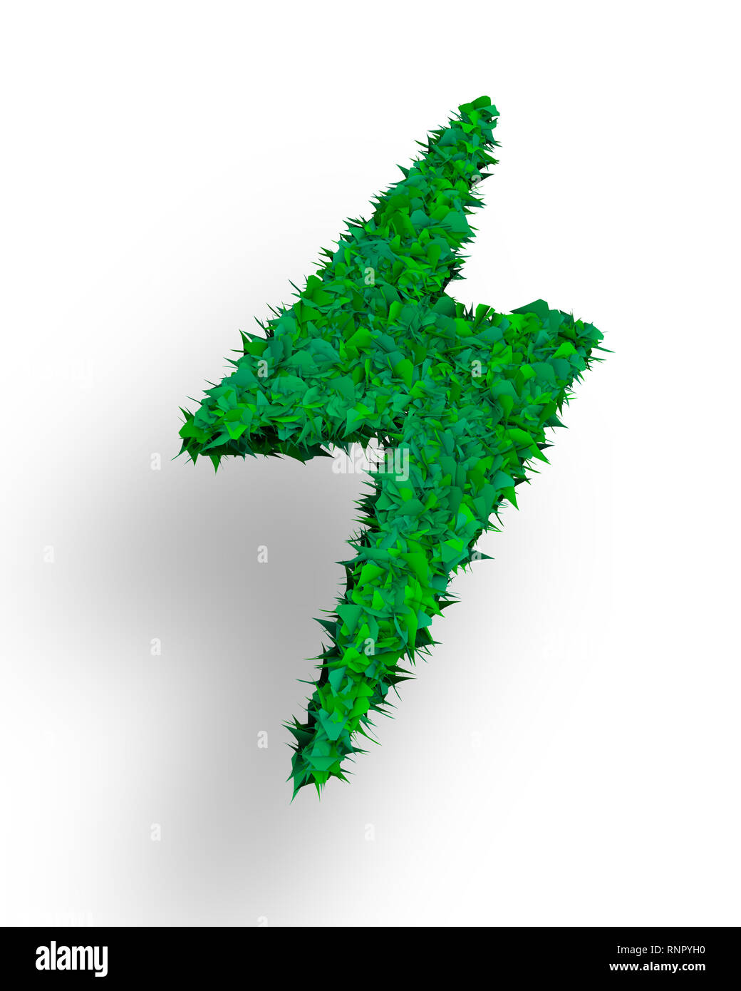 Concept of green energy generation, leaves in lightning bolt shape ...